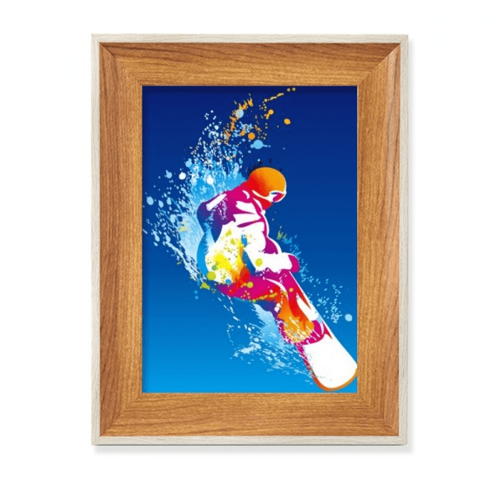 Winter Sport Skiing Colorful Illustration Desktop Wooden Photo Frame ...