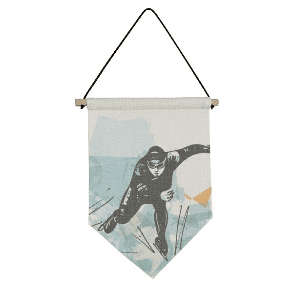 Winter Sport Speed Skating Male Athletes Canvas Flag Hanging Wall Art ...