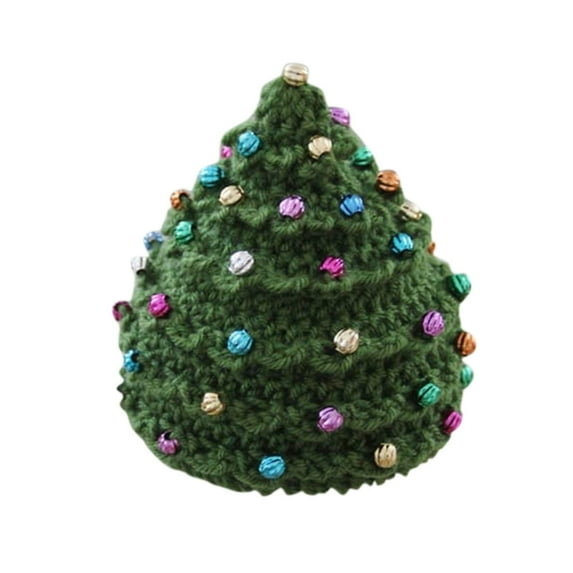 Winter Sports Adult Child Knit Hat with Christmas Tree Crochet Design ...