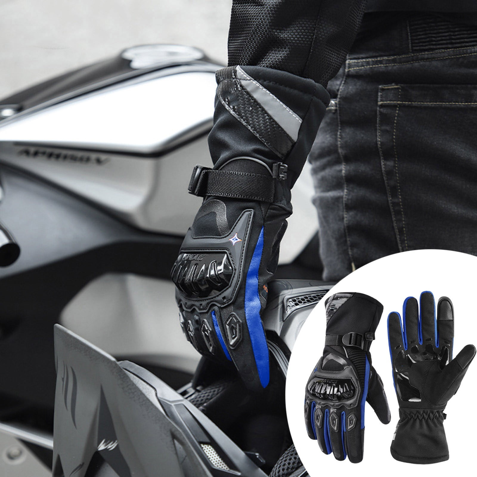 Winter Sports Insulated Motorcycle Gloves for Men Women with Thermo ...