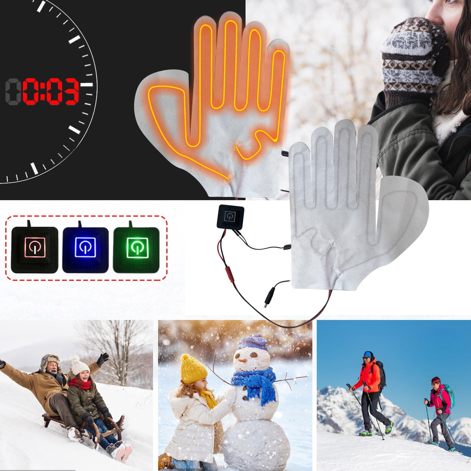 Winter Sports Third-Generation Heated Gloves with USB Power Temperature ...