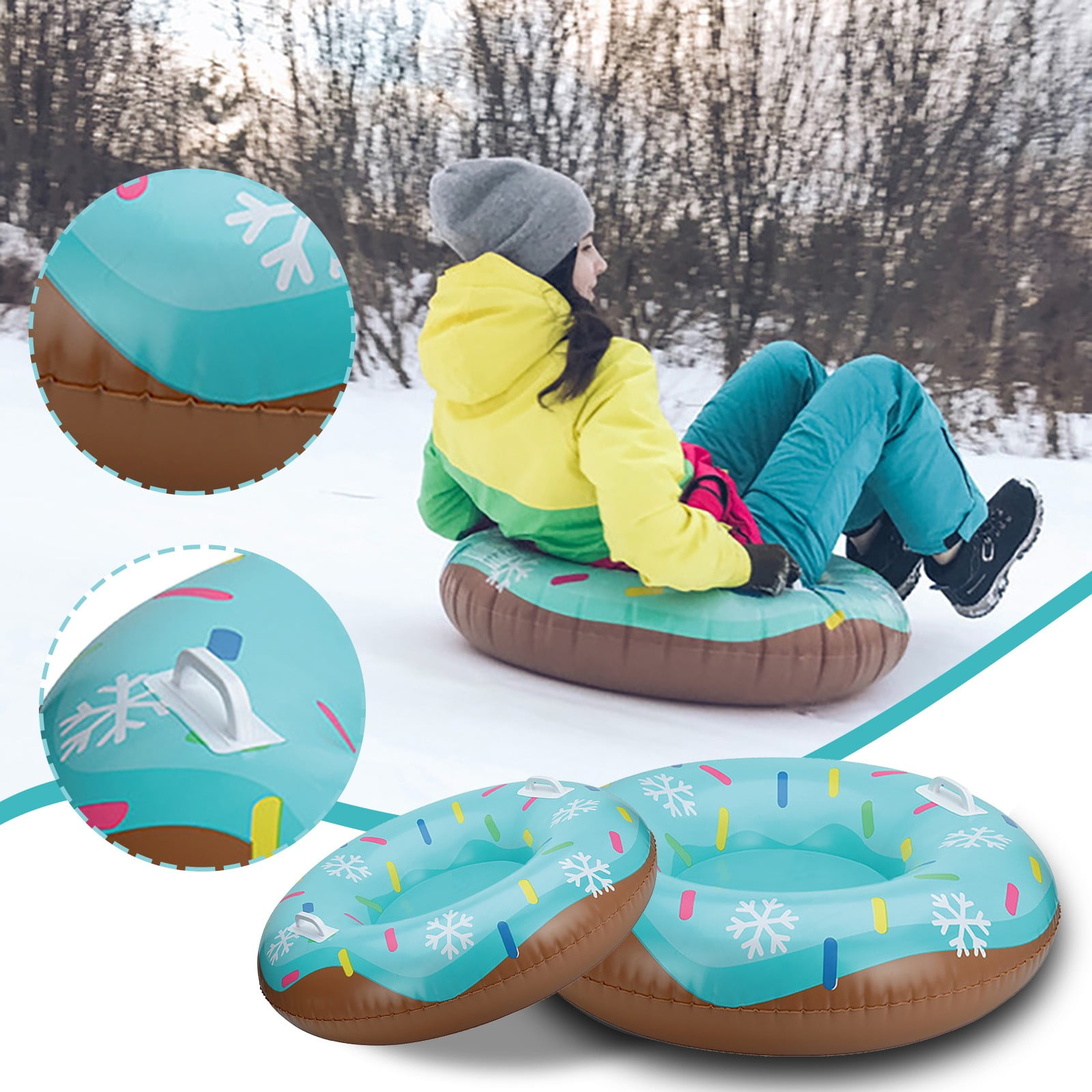 Winter Sports for Kids Outdoor Ring Pad Ski Sled with Handle ...