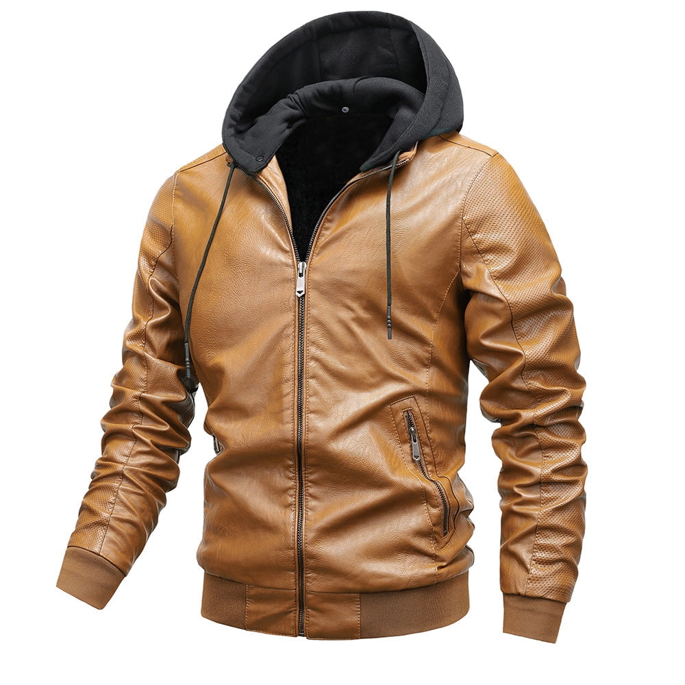 Winter Stand-collar PU Jacket Leather Jacket Men - Walmart.com