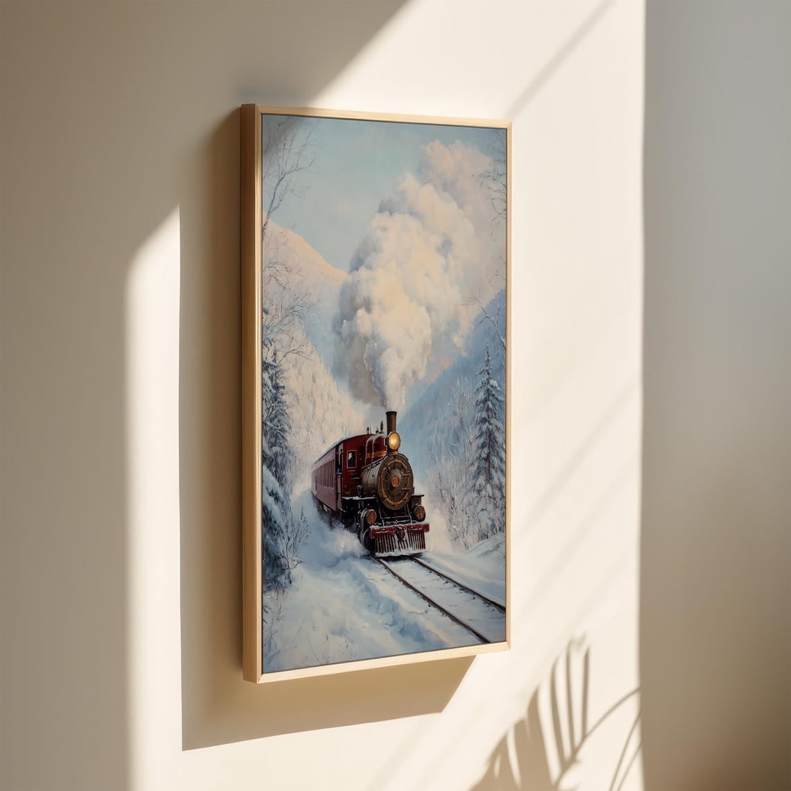 Winter Steam Train Wall Art, Vintage Locomotive In Snowy Landscape ...