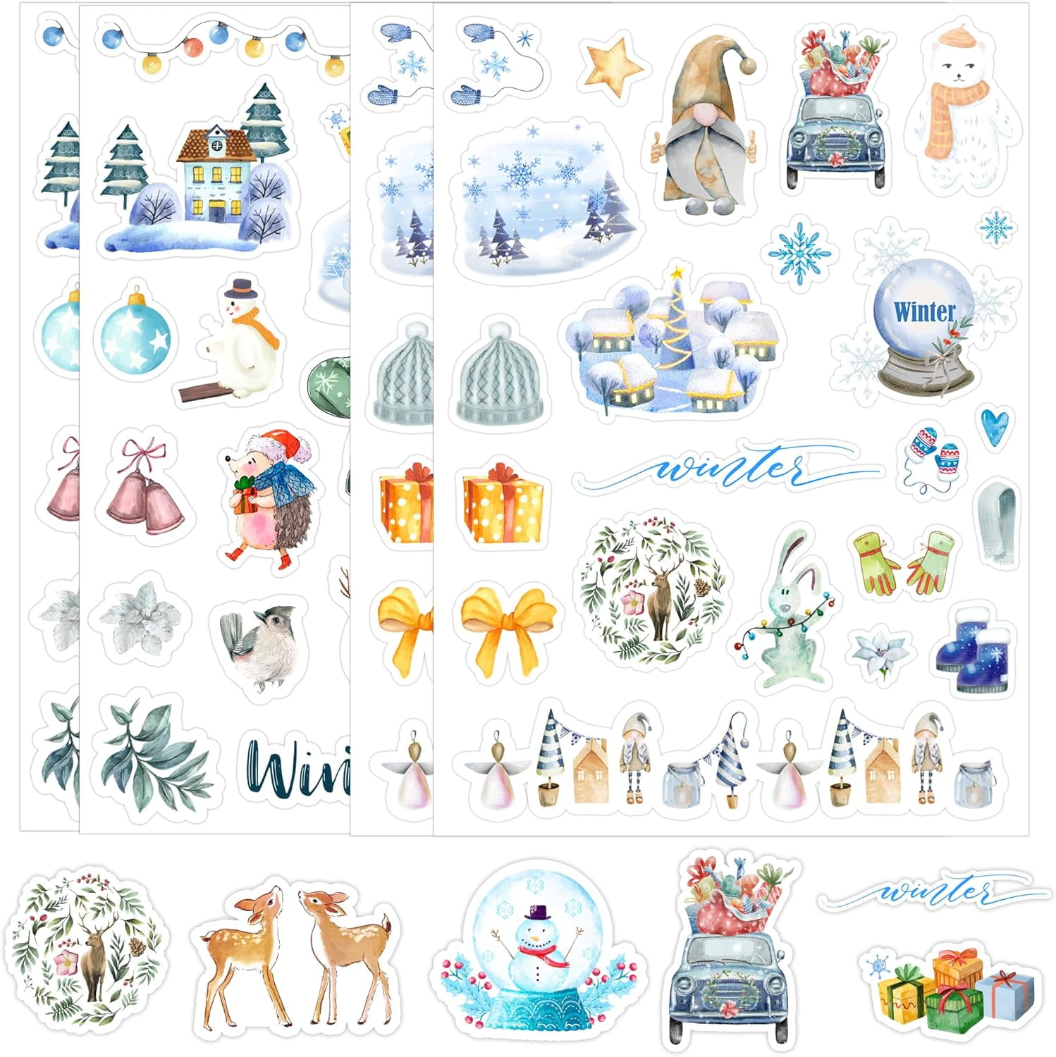 Winter Stickers Winter Holiday Labels Hello Winter Penguin Snowman ...