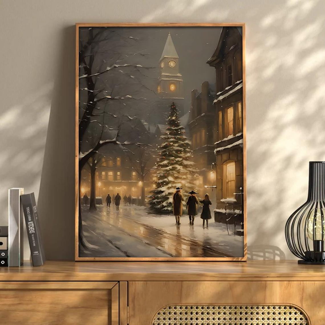 Winter Street Scene Art Poster Winter Decor Warm Present Vintage ...