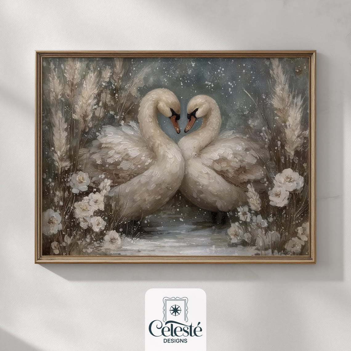 Winter Swan Couple Print, Romantic Cottagecore UNFRAMED Poster, Wall ...