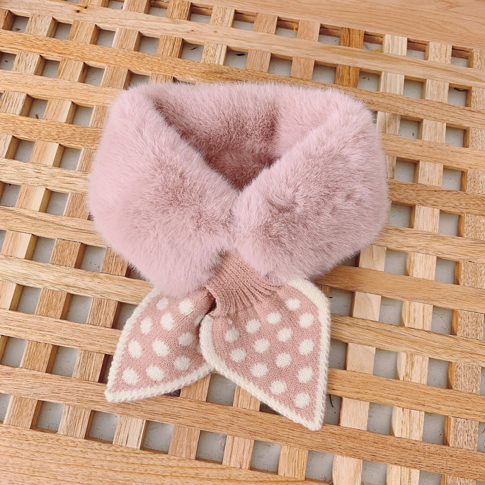 Winter Sweet Children Plush Scarf Polka Dot Korean Girl Knit Scarf ...