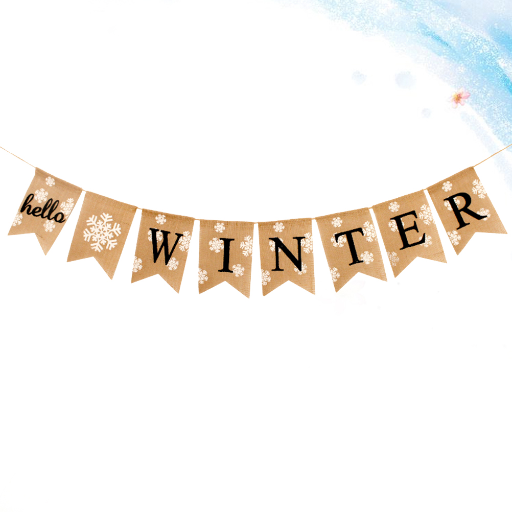 Winter Theme Burlap Banner Delicate Snowflake Swallowtail Garland ...
