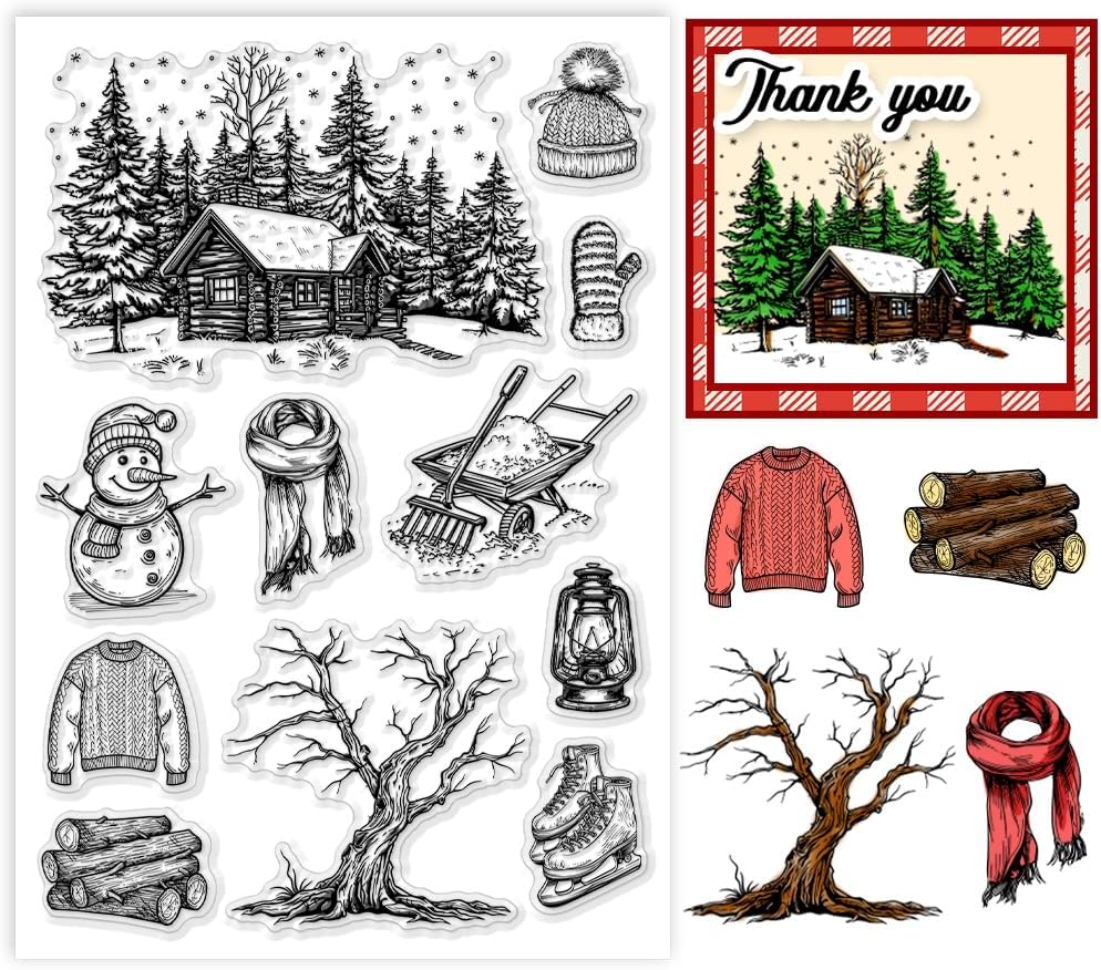 Winter Theme Clear Stamp Snowman Silicone Stamp Winter House Clothing ...