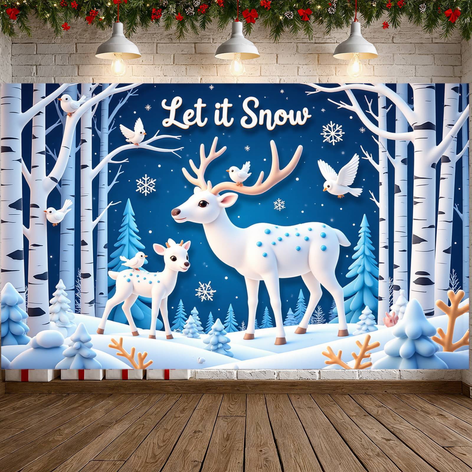 Winter Theme Let it Snow Banner Snowflake Design Snow Banner Deer ...