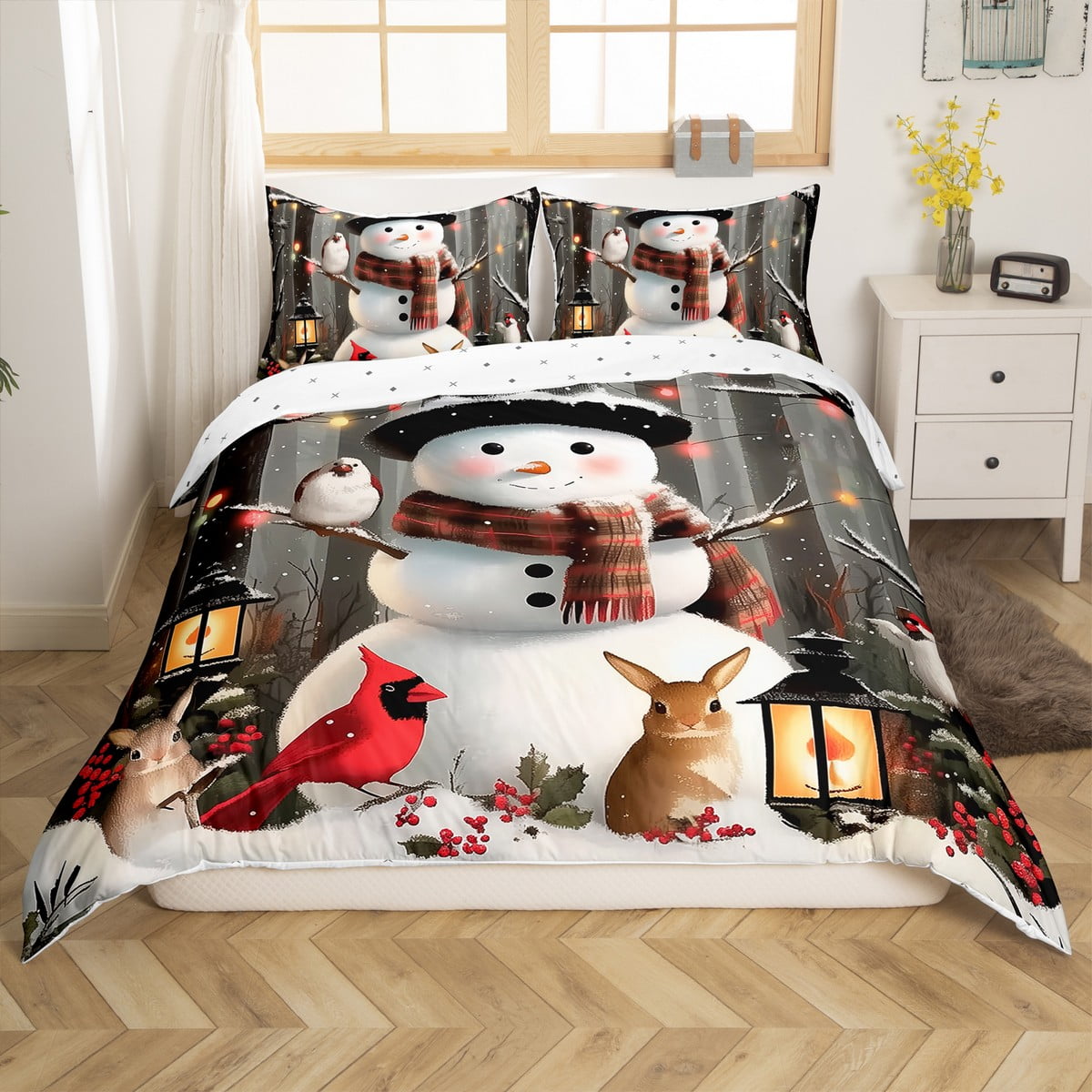 Winter Themed Bedding Set for Boys Girls Kids Snowman Merry Christmas ...