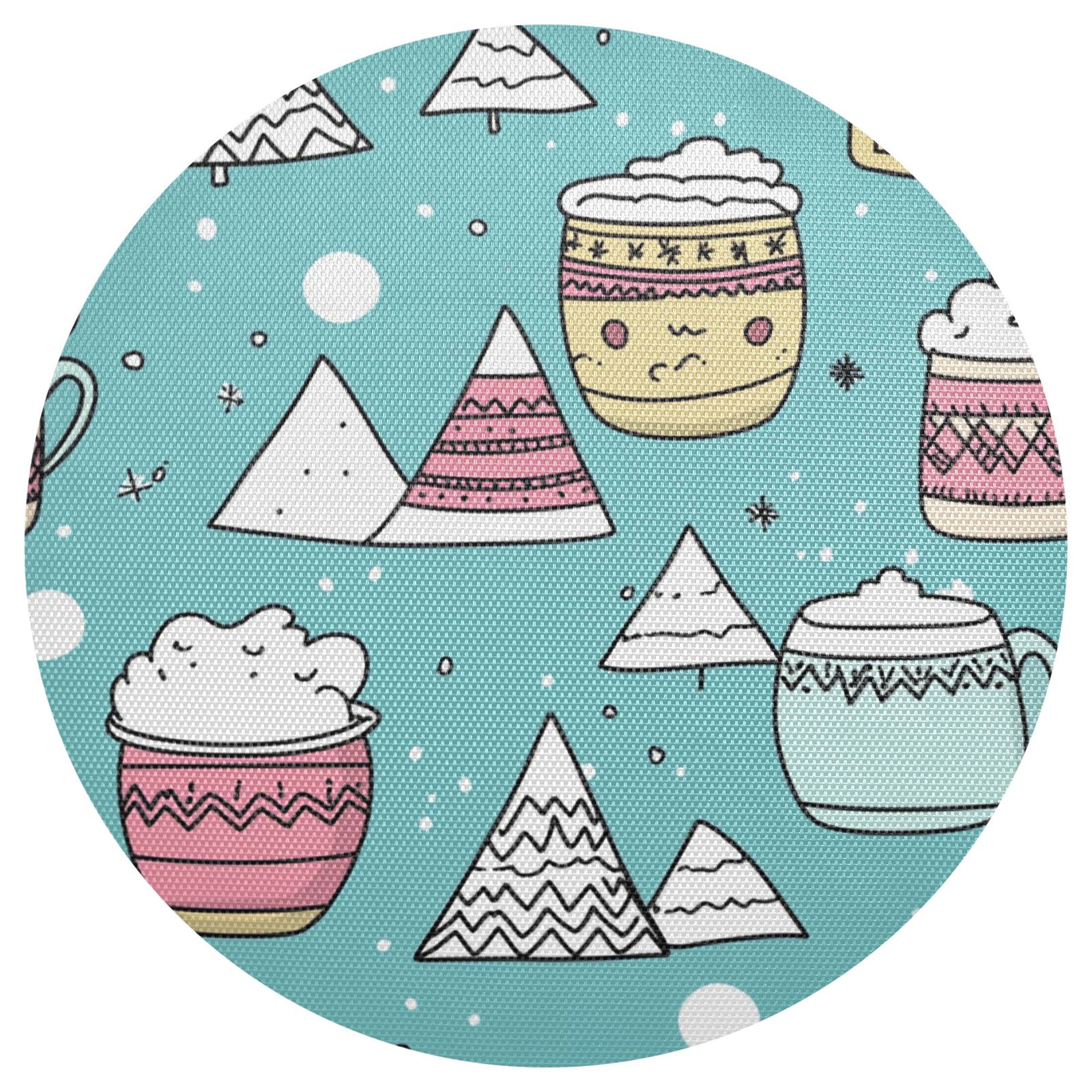 Winter Themed Design 4-Piece 15.4in Heat-Proof PVC Plate Mats, Easy Cut ...