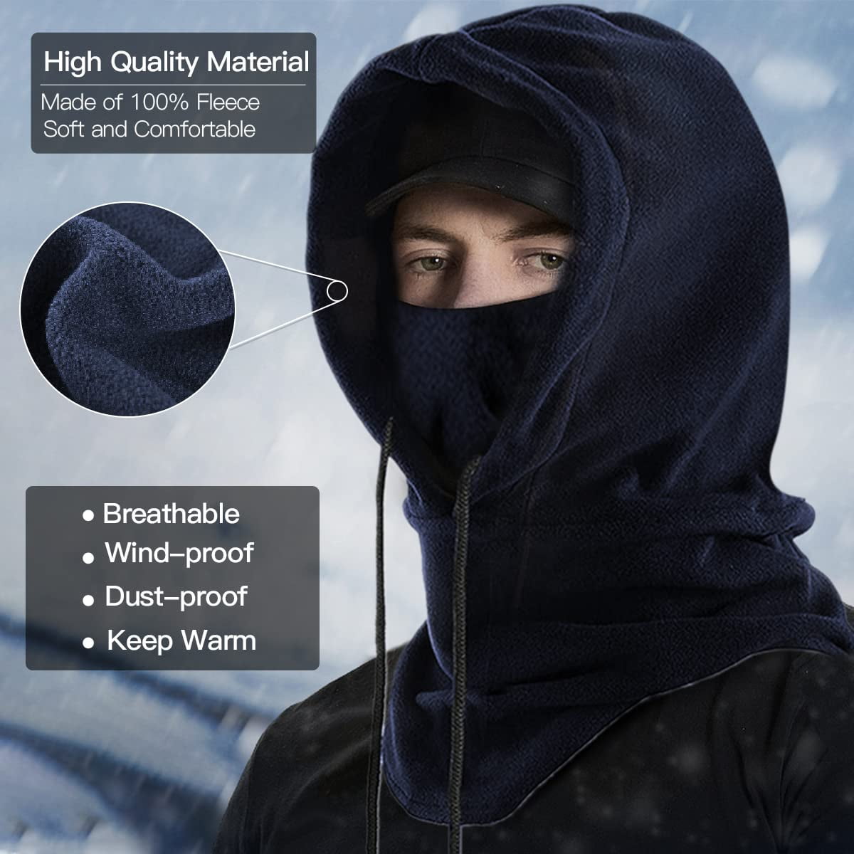 Winter Thermal Fleece Balaclava Scarf Ski Face Mask Neck Warmer Snood ...