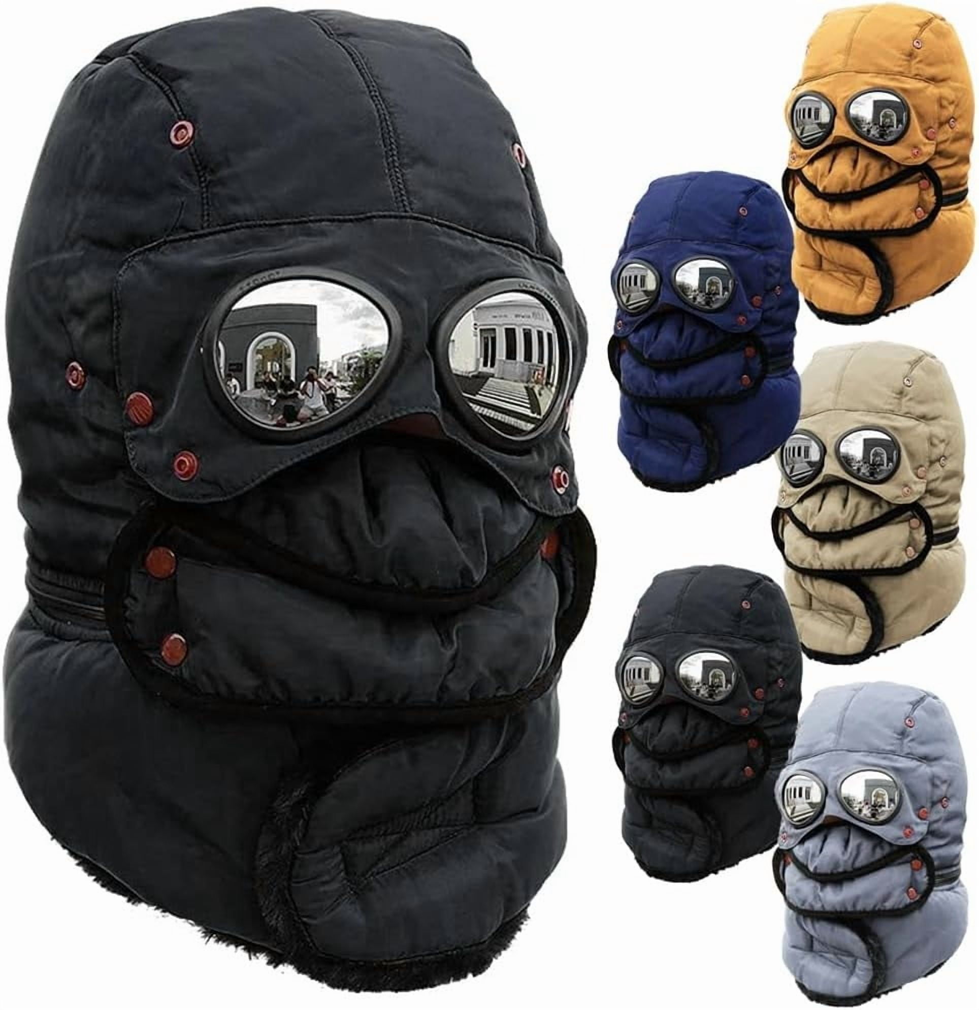 Winter Thermal Hat with Goggles and Face Mask – Ski Mask Pilot Hat, 3 ...