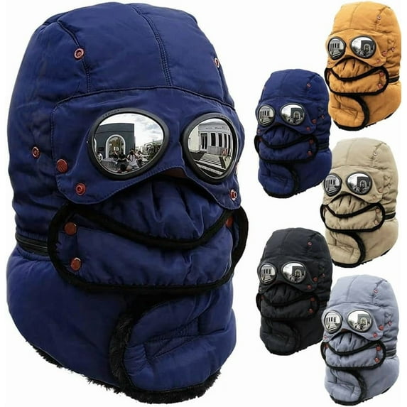 Winter Thermal Hat with Goggles and Face Mask – Ski Mask Pilot Hat, 3 ...