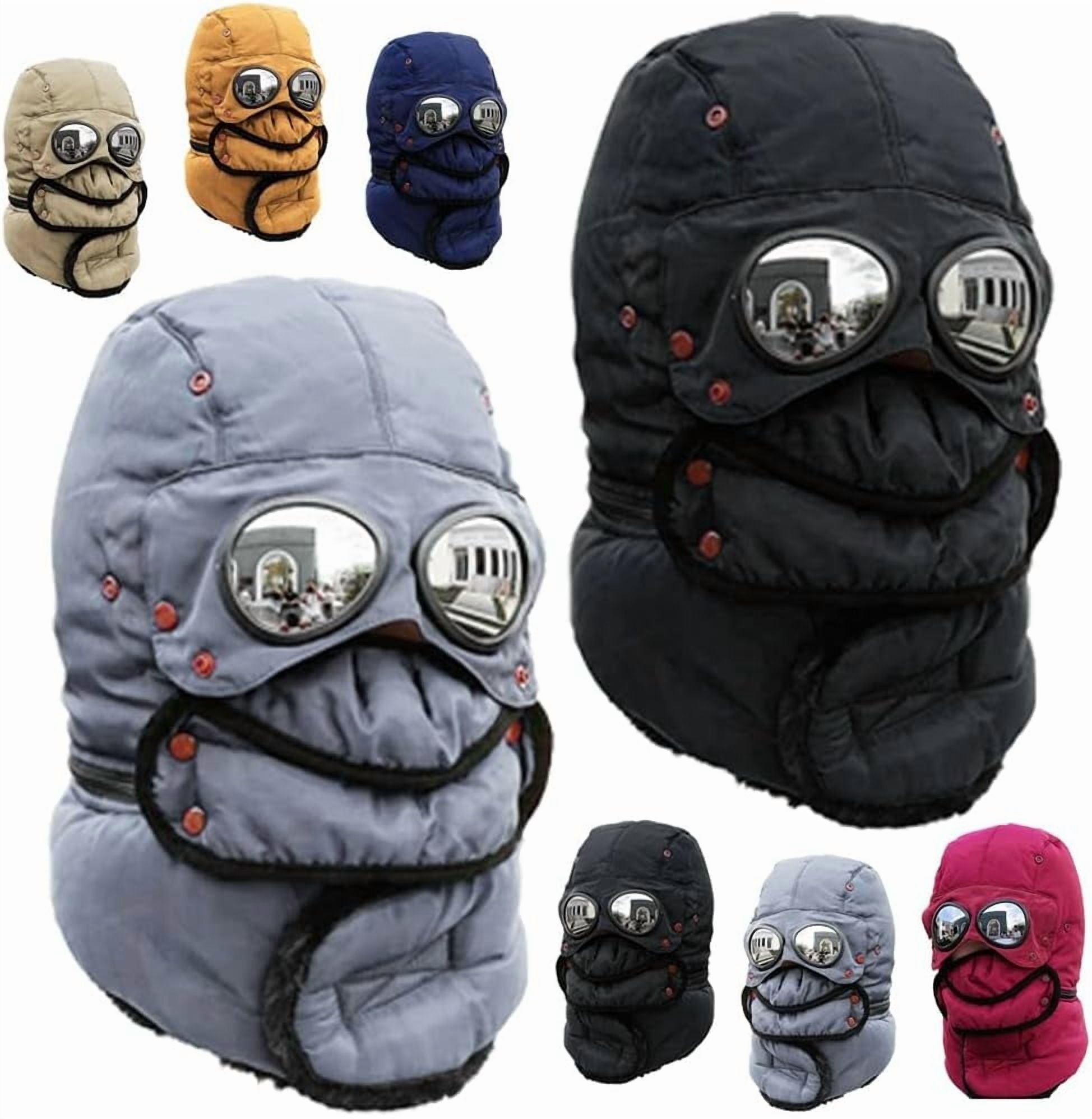 Winter Thermal Hat with Glasses Winter Pilot Hat Trapper Hats Goggles ...