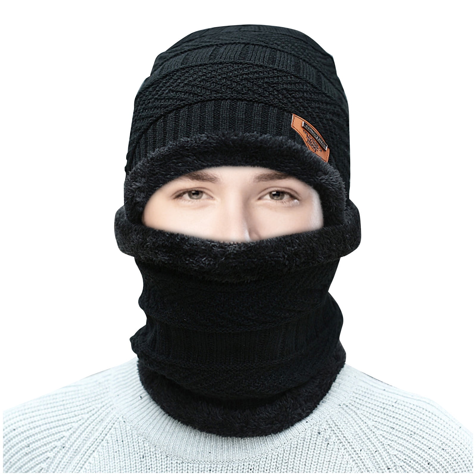 Winter Thermal Plush Hat Scarf Woolen Cycling Windproof Two-piece Suit ...