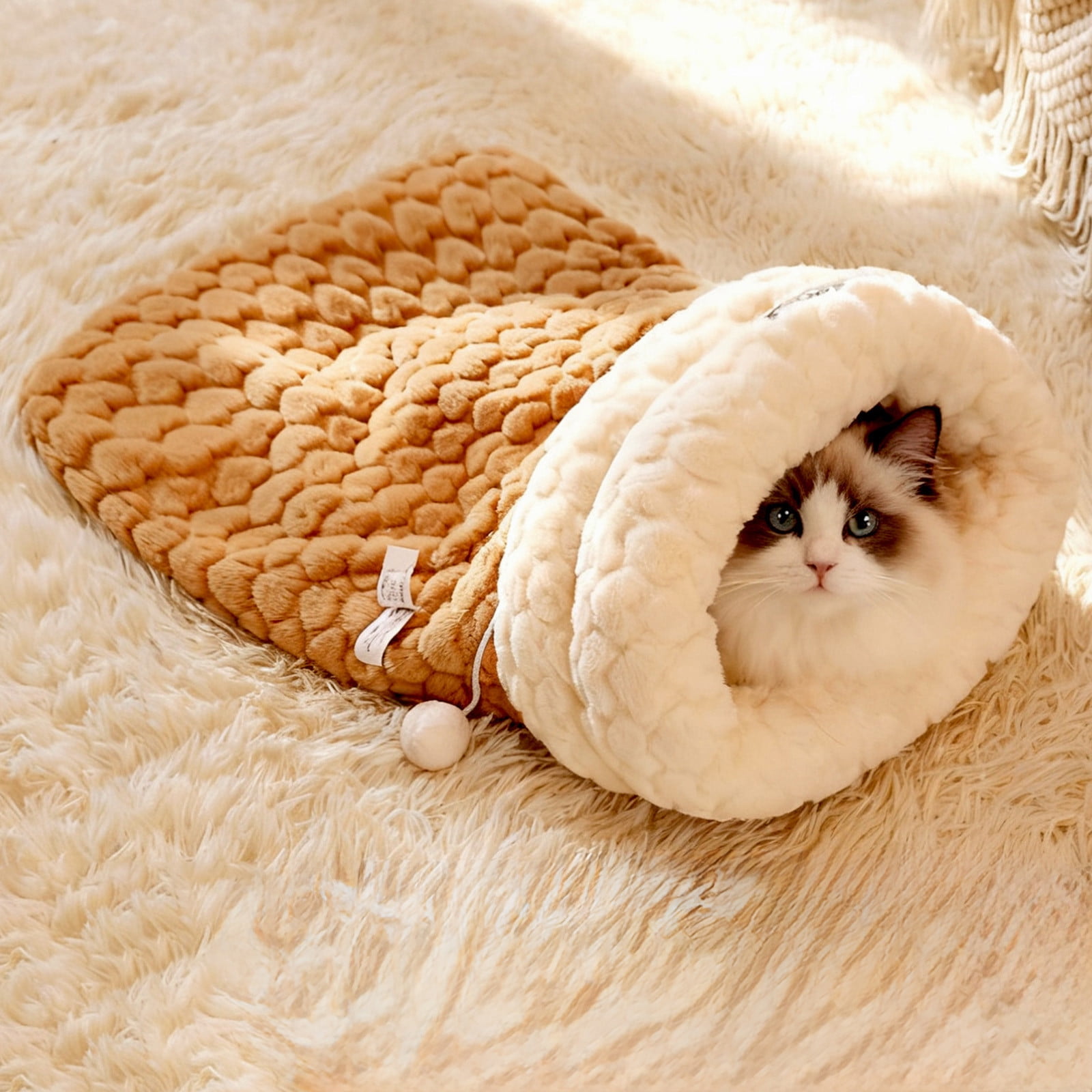 Winter Thick Closed Cat Sleeping Bag - Foldable House with Soft Plush ...