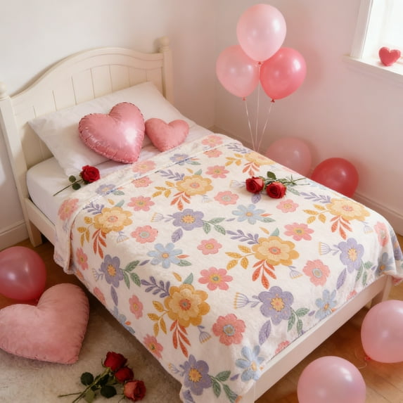 Winter Thick Cute Floral Flannel Warm Blanket, Winter Super Soft Fuzzy ...