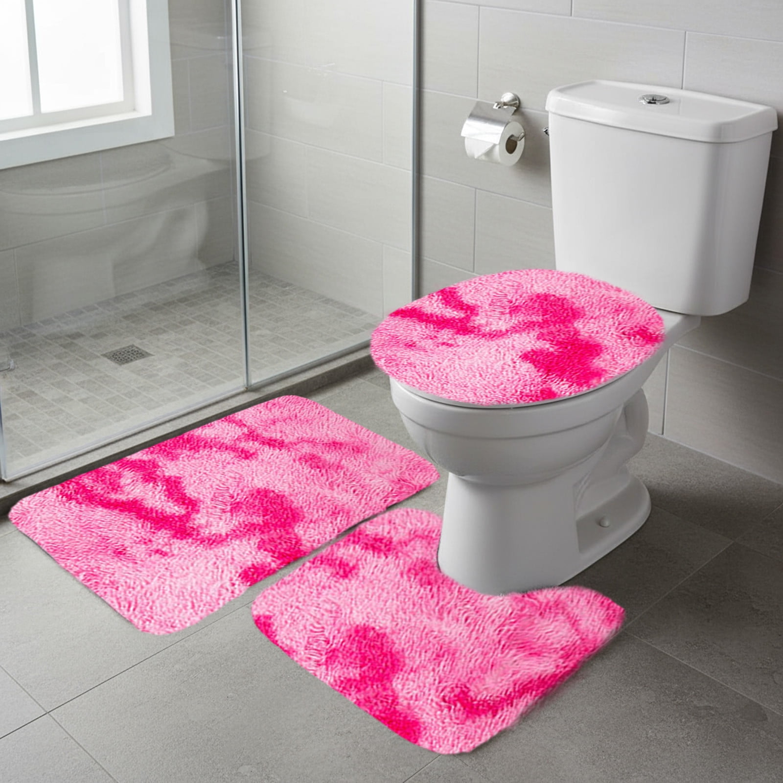 Winter Thickening Bath Mats Set of 3 Plush Bathroom Rugs Toilet Mats ...