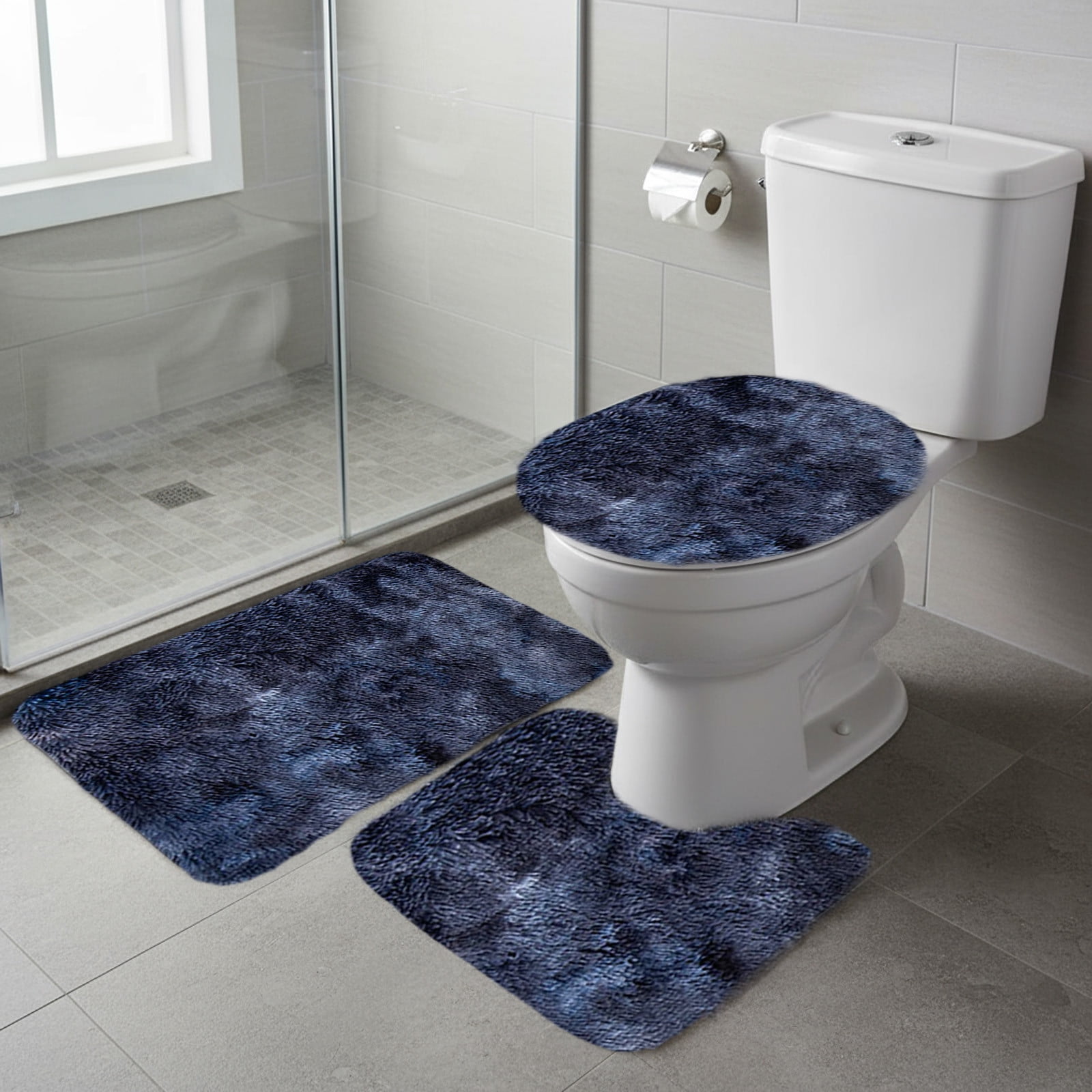 Winter Thickening Mixed Color Bath Mats 3-Piece Set, Soft Water ...