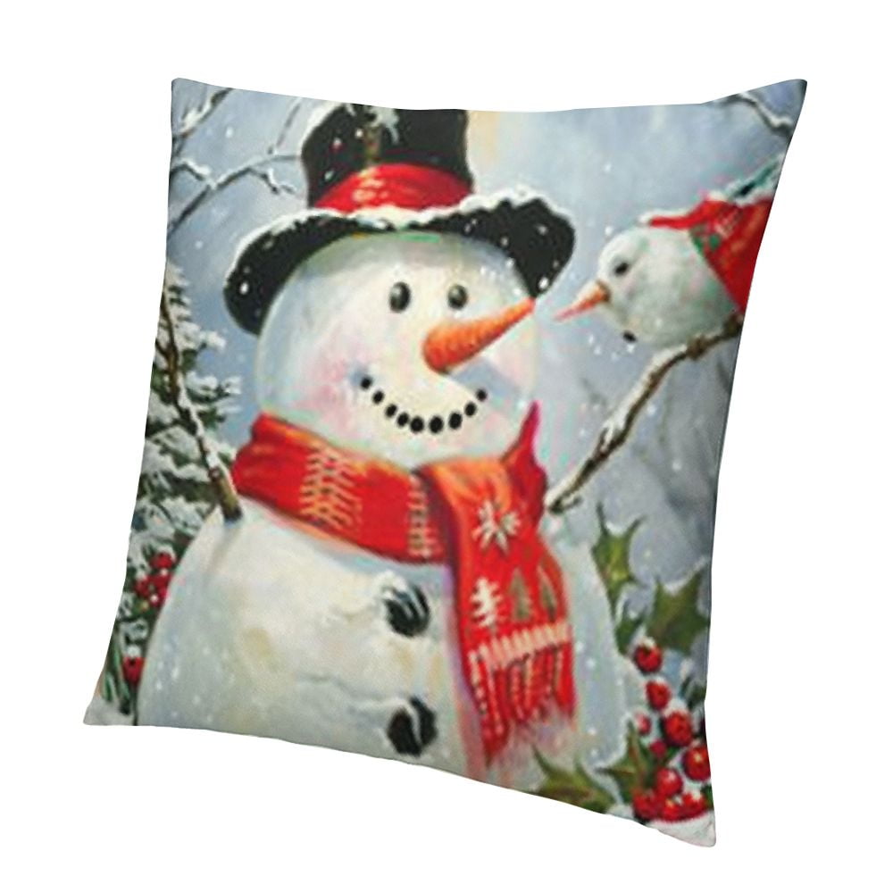 Winter Throw Pillow Covers Snowy Pine Tree Winter Holiday Decorative ...