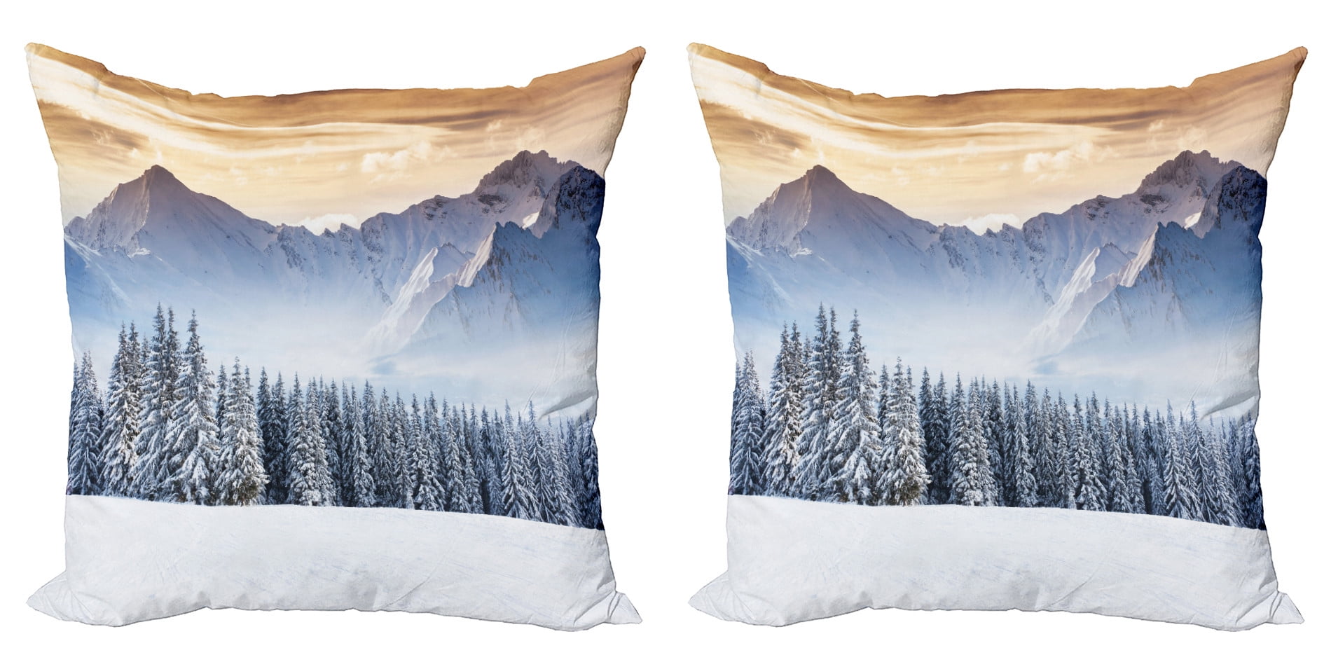 Ambesonne Winter Throw Pillow Cover 2 Pack, Land Pines, 16", Caramel ...