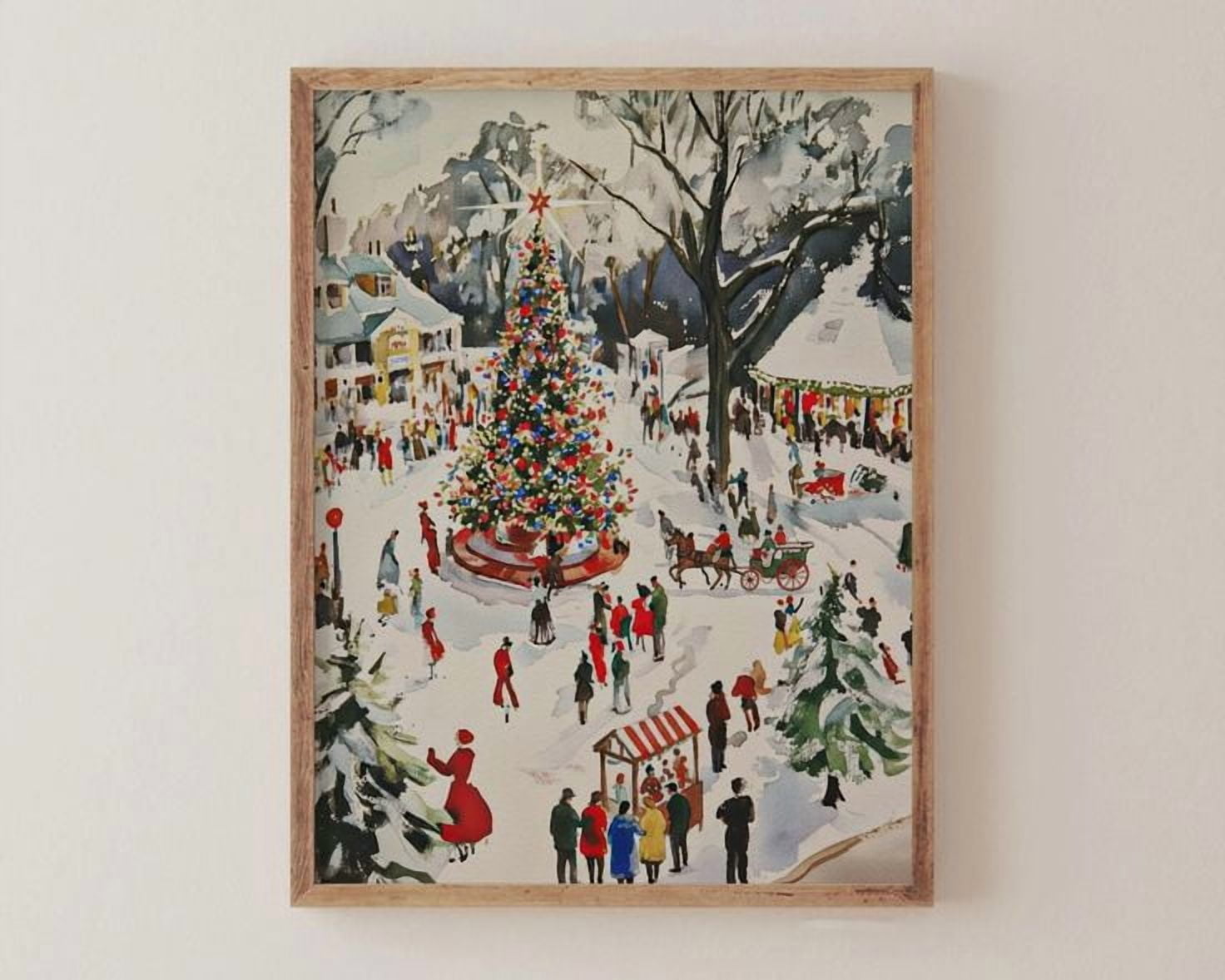 Winter Town Square : Festive Xmas Scene Poster, Size 24''x36''-Gategoo ...