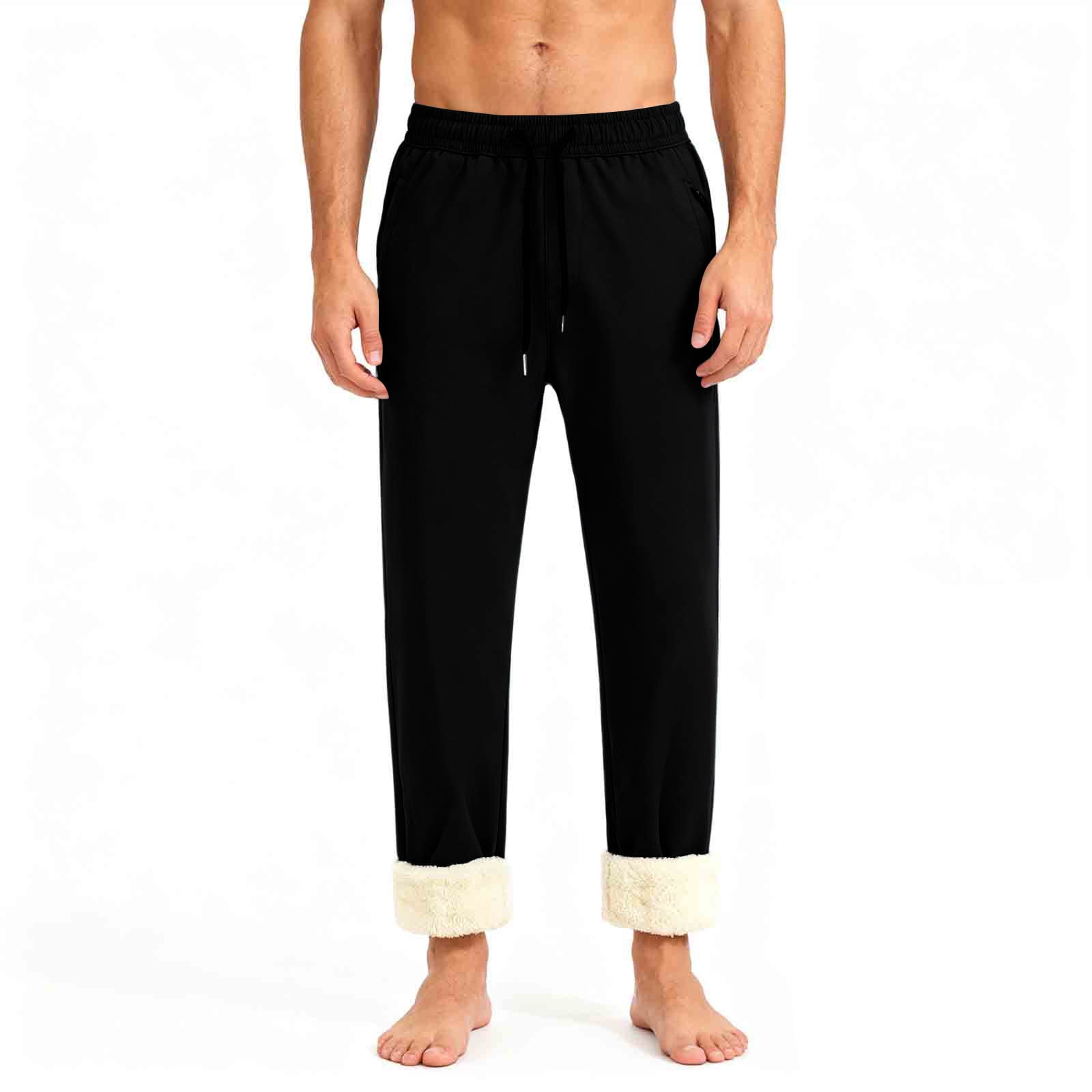 Winter Track Pants for Men Straight Leg Fleece Lined with Zipper ...