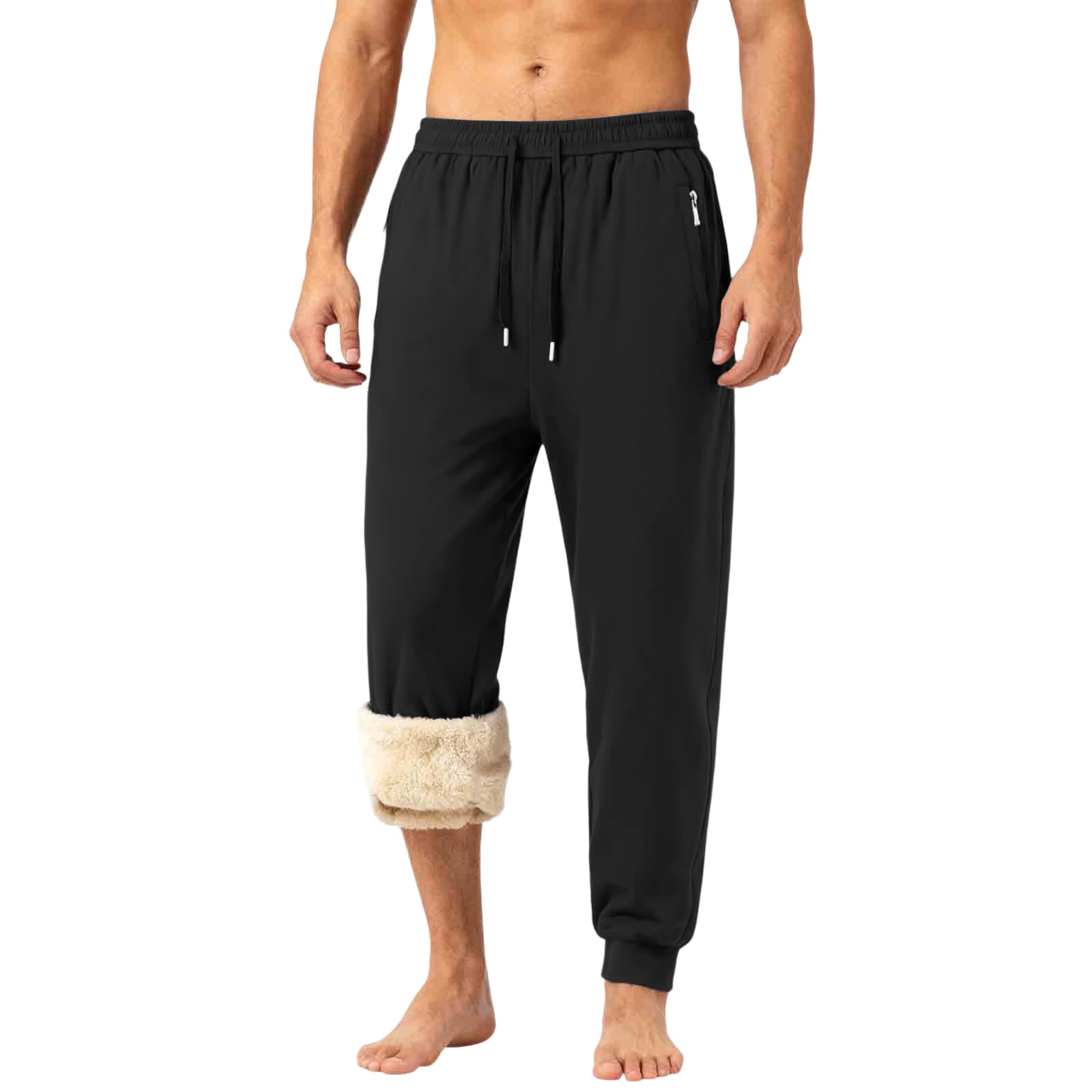 Winter Track Pants for Men Straight Leg Fleece Lined with Zipper ...