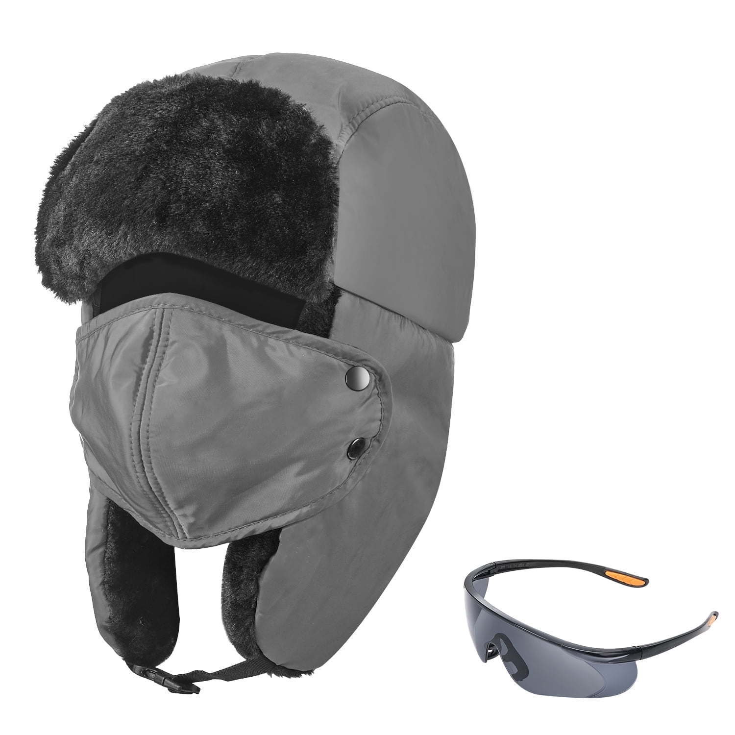 Anpro Winter Trapper Hat, Windproof Cotton Ear Flaps, Anti-Fog Glasses ...