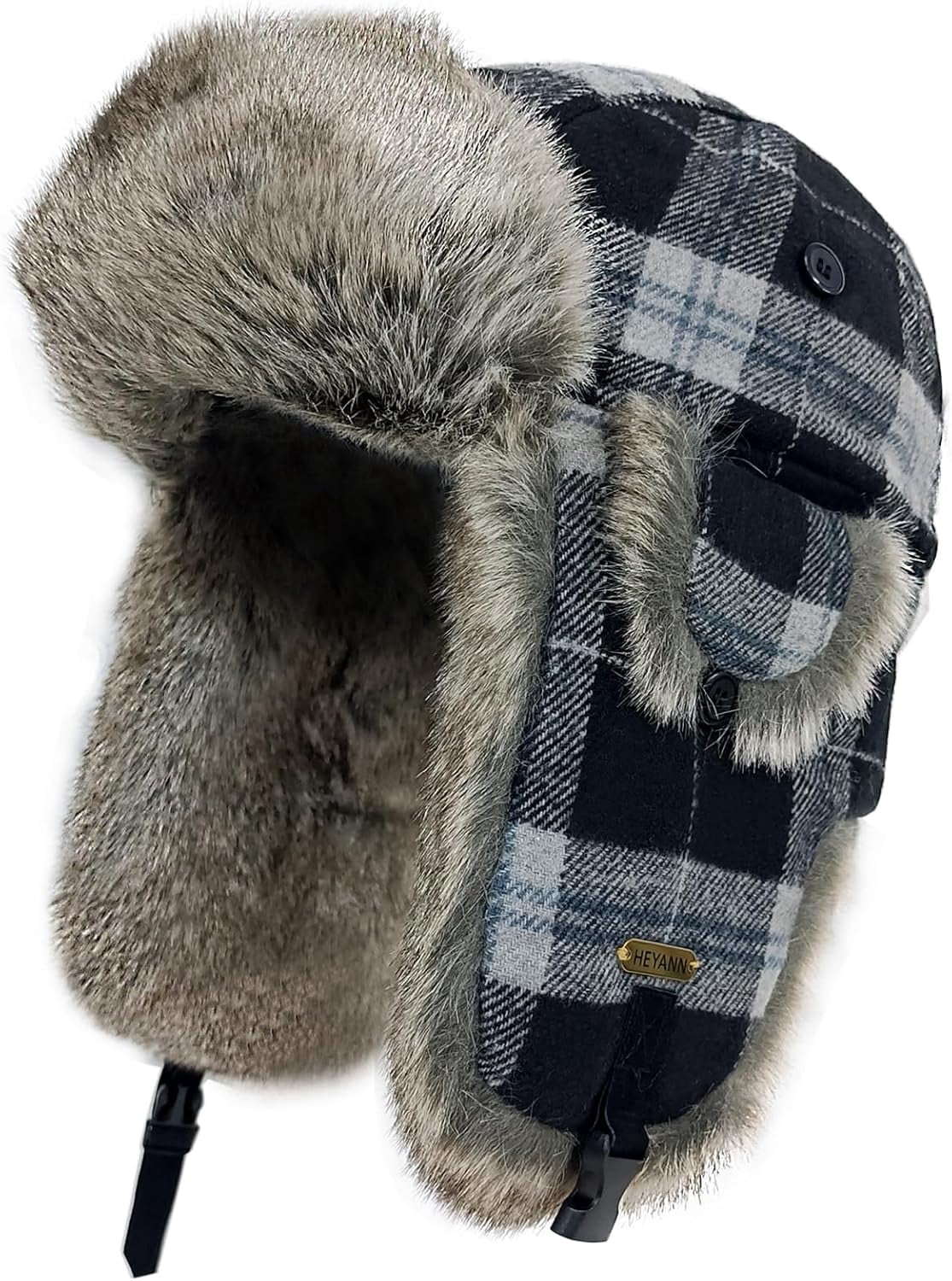 Winter Trapper Hat with Ear Flaps Plaid Russian Ushanka Aviator Hat ...