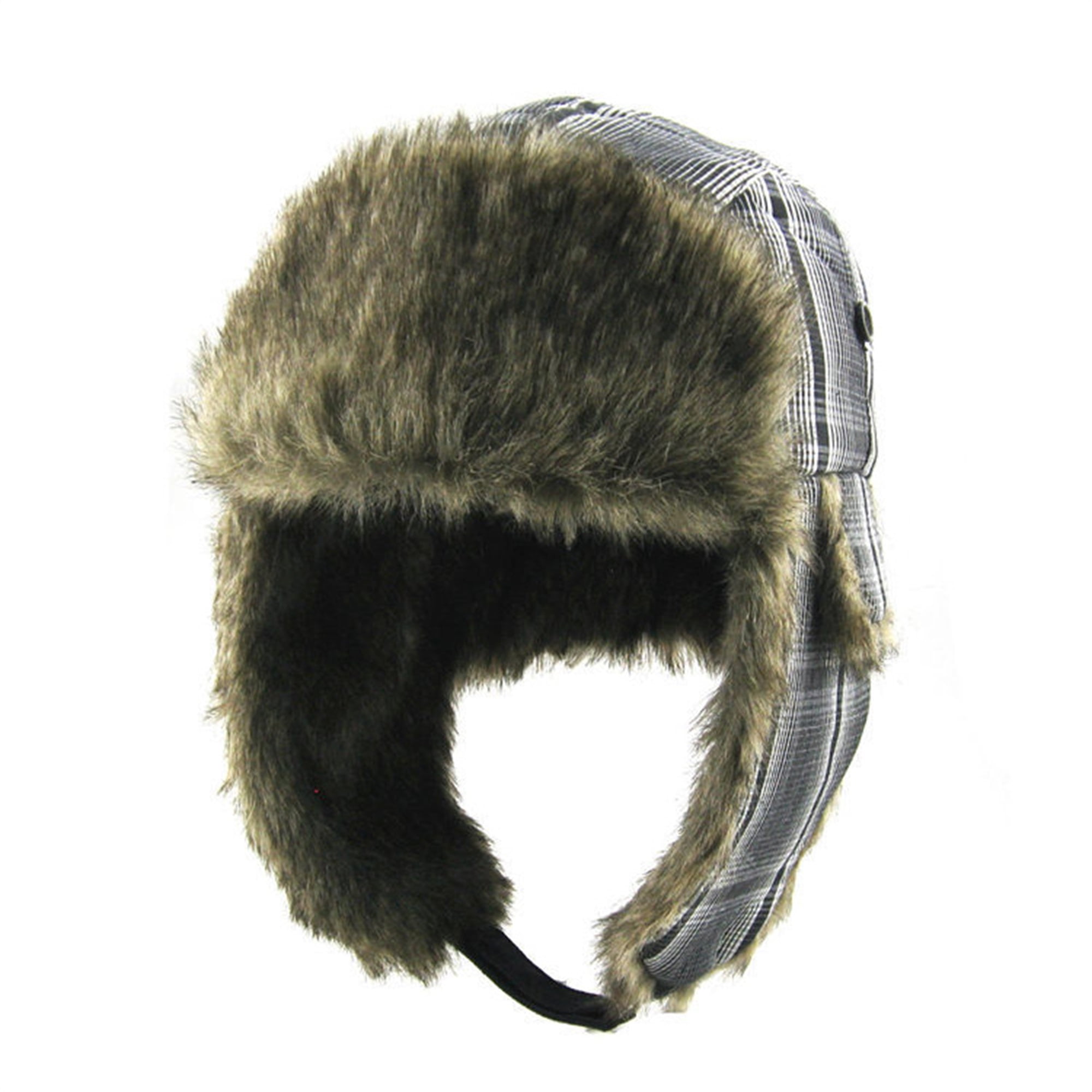 Winter Trapper Hats for Women Men with Faux Fur Ear Flaps Buffalo Plaid ...