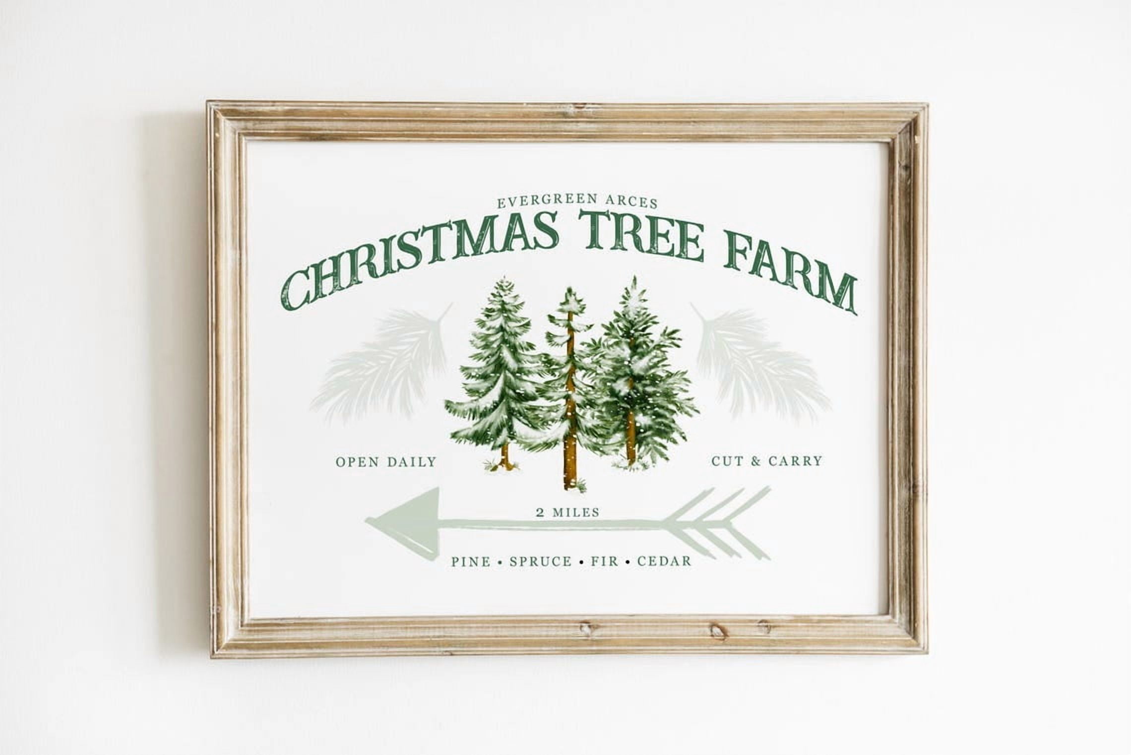 Winter Tree Farm, White And Green Traditional Winter Wall Art Or Option ...