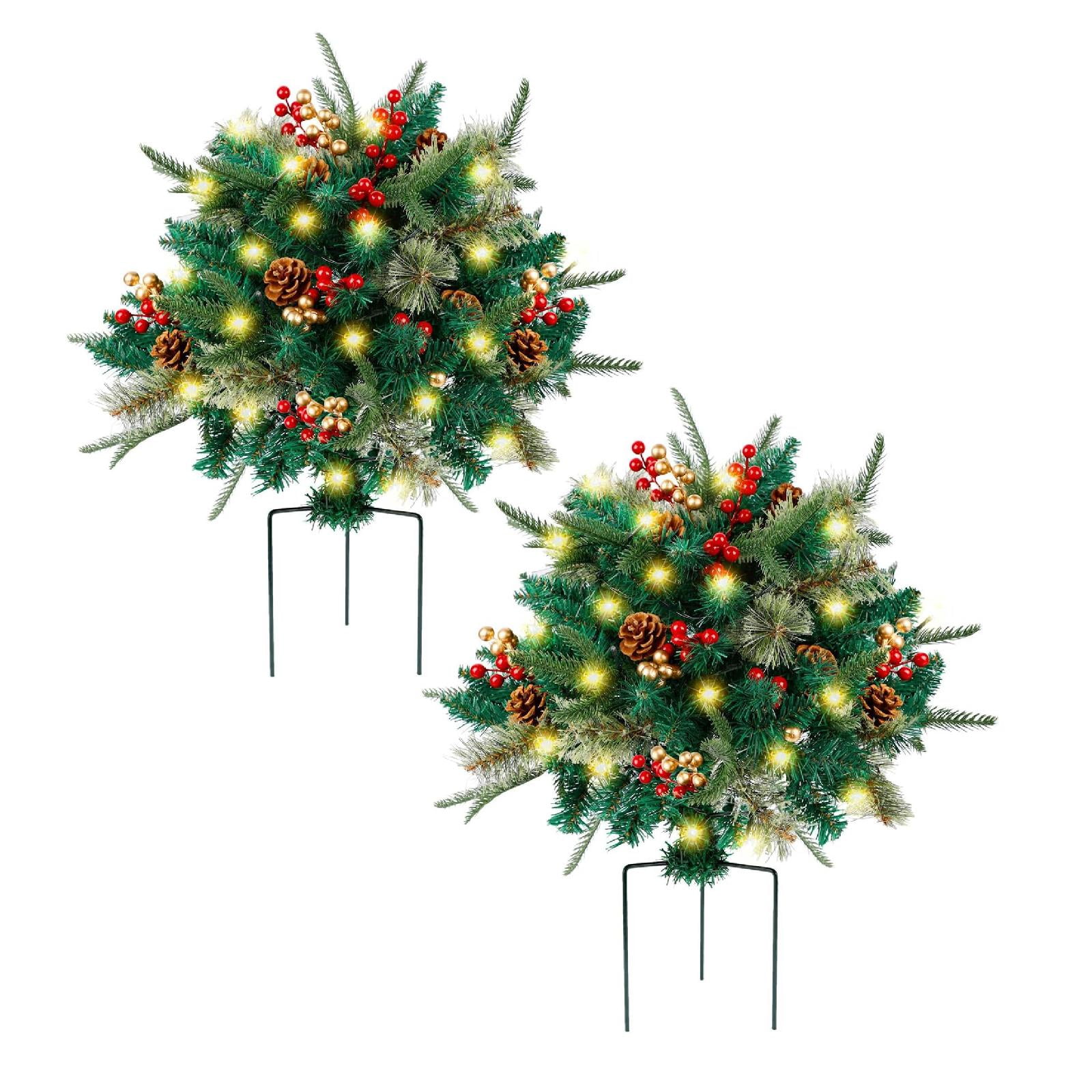 Winter Tree Filler, Greenery Holiday Planter Filler, 2 Pcs Lighted ...