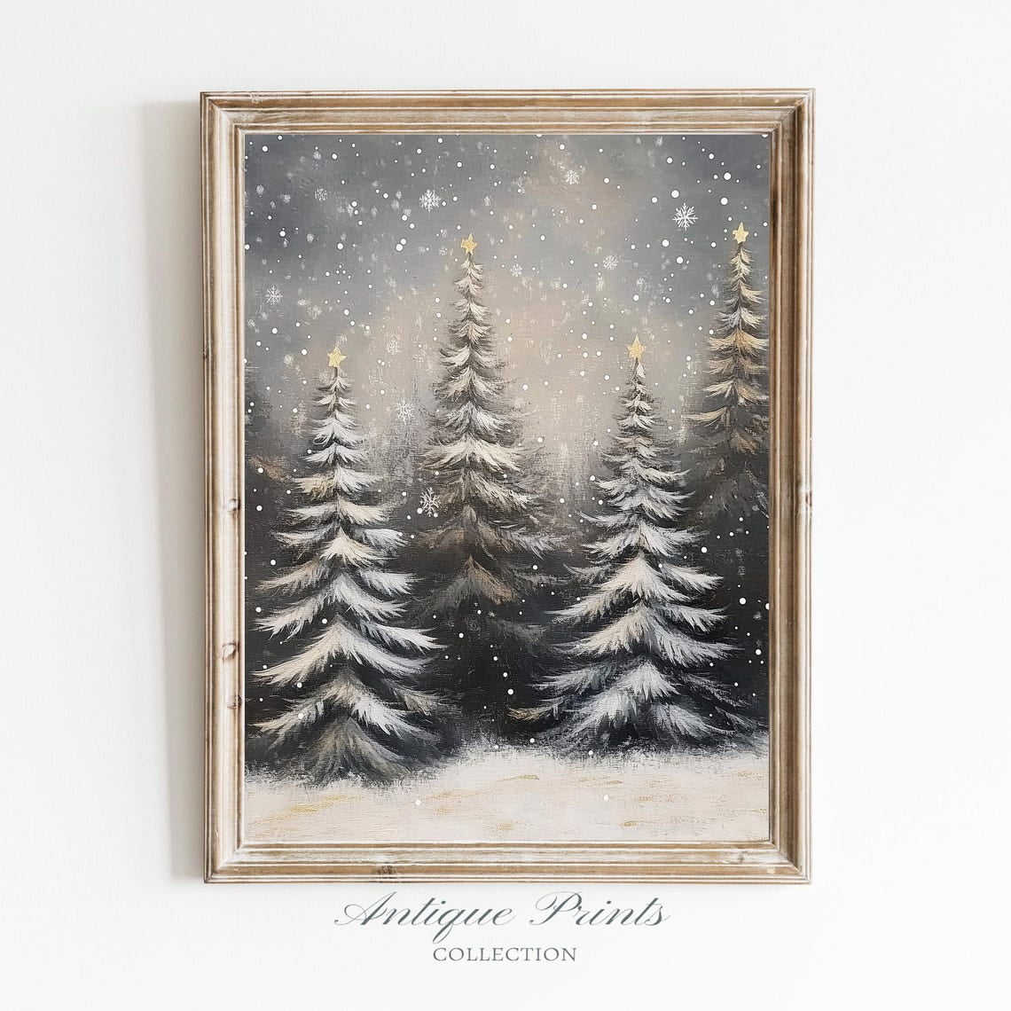Winter Tree Wall Art, Winter Farmhouse Decor, Rustic Snowy Pineest ...