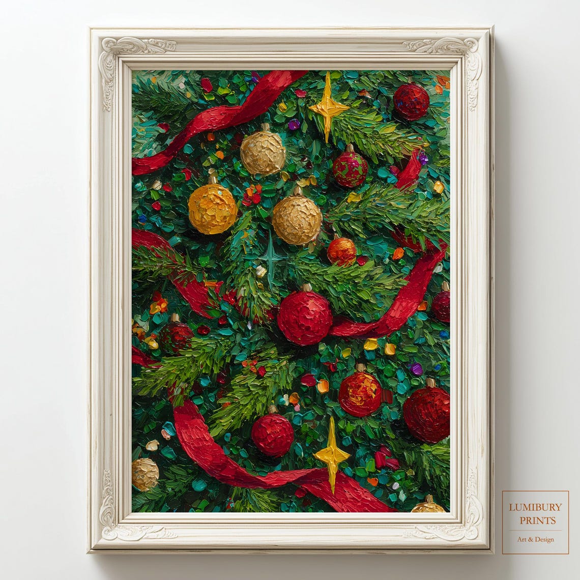 Winter Tree Wall Art, Winter Ornament Wall Art, Winter Print, Impasto ...