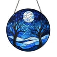 Winter Trees Night Sky Stained Glass Style Round Suncatcher – Window ...