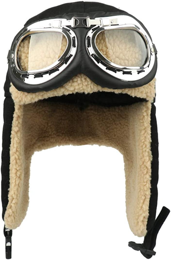 Winter Unisex Bomber Hats Earflap Faux Fur Hat Goggles Trapper Pilot ...