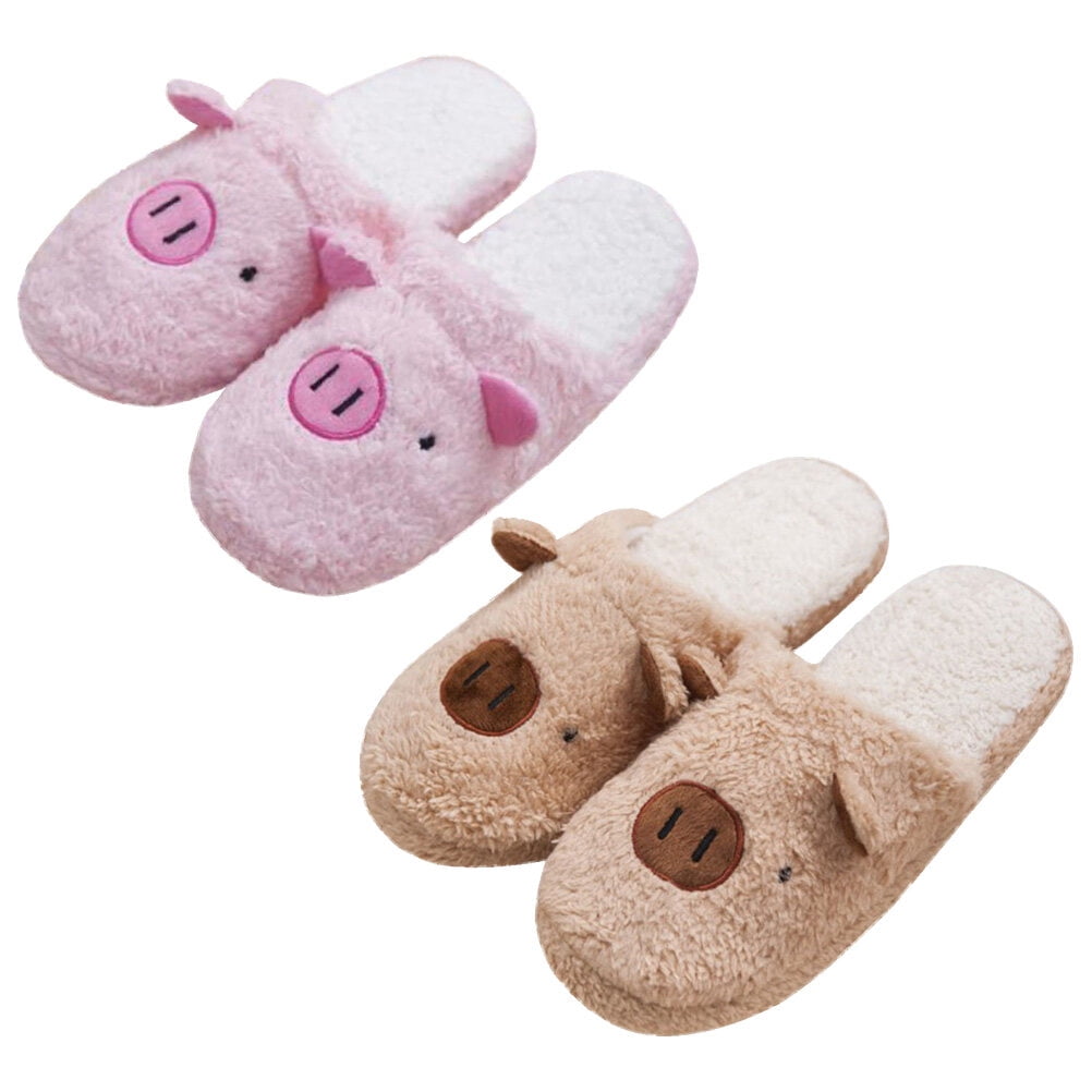Winter Unisex Cartoon Small Pig Slippers Warm Home Shoes Cotton ...