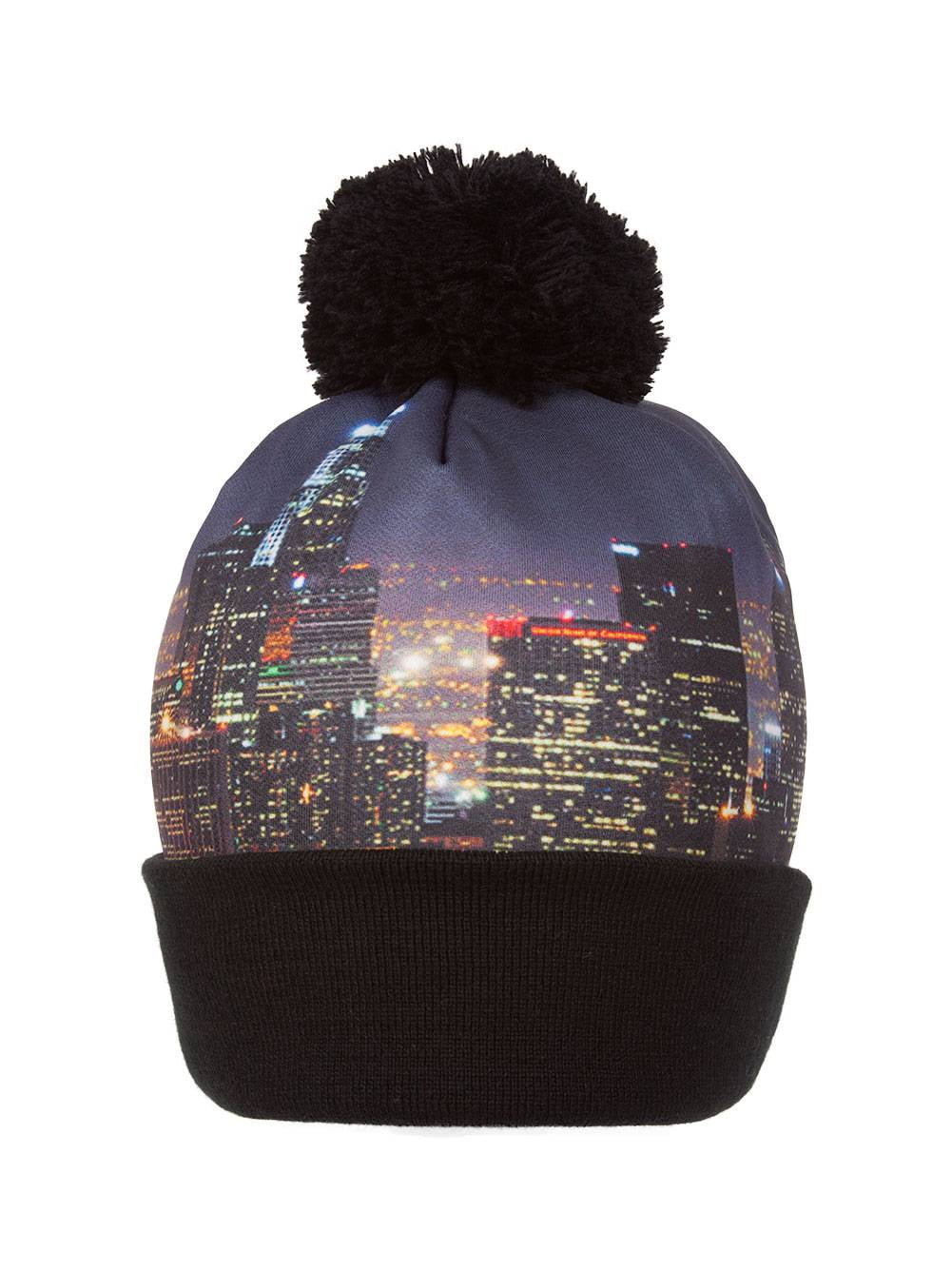 Winter Unisex Sublimation Cuffed Beanie w/ Pom - Los Angeles Skyline ...