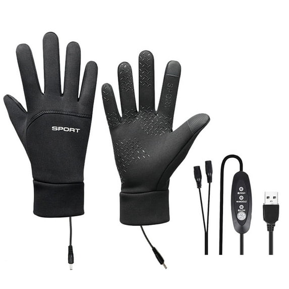 Winter Usb Heated Gloves Rechargeable Battery Powered 3 Temperature ...