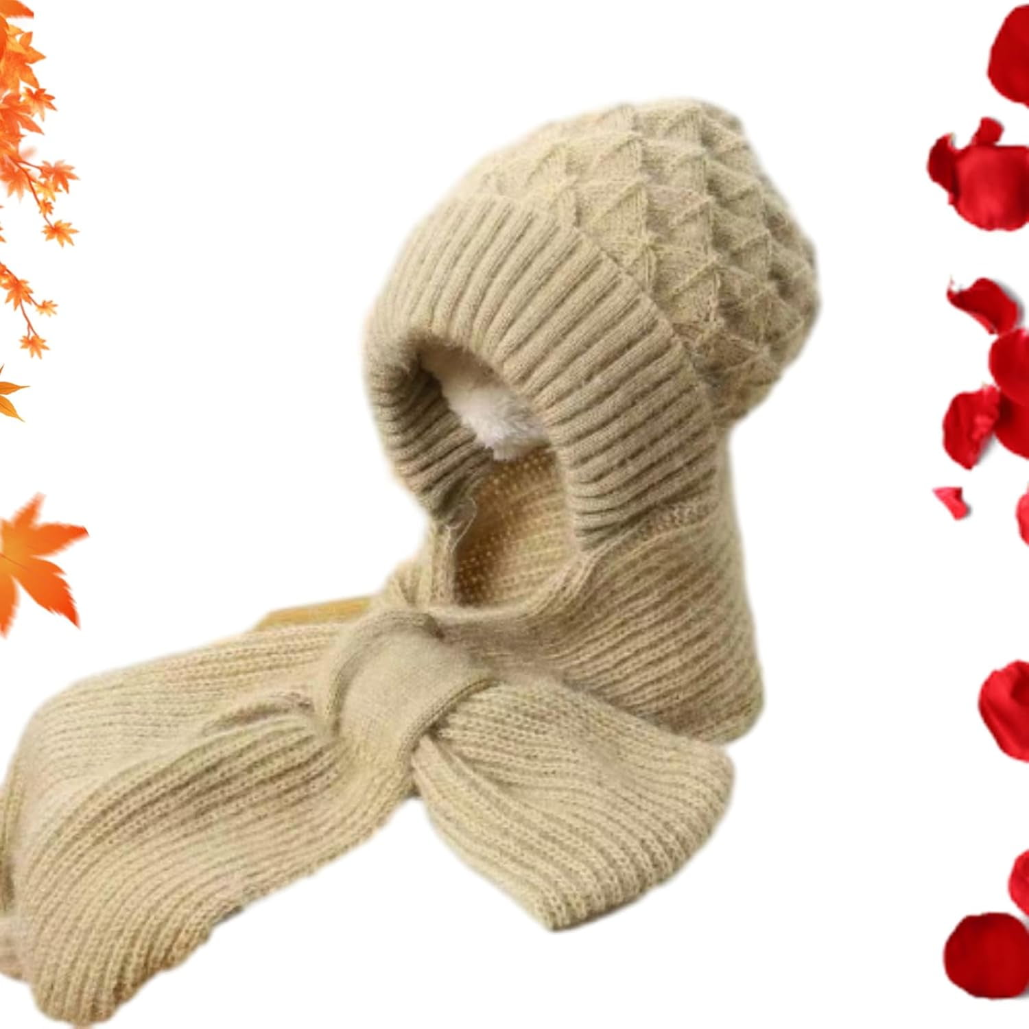 Winter Versatile Knitted Hooded Scarf for Women, Integrated Ear ...