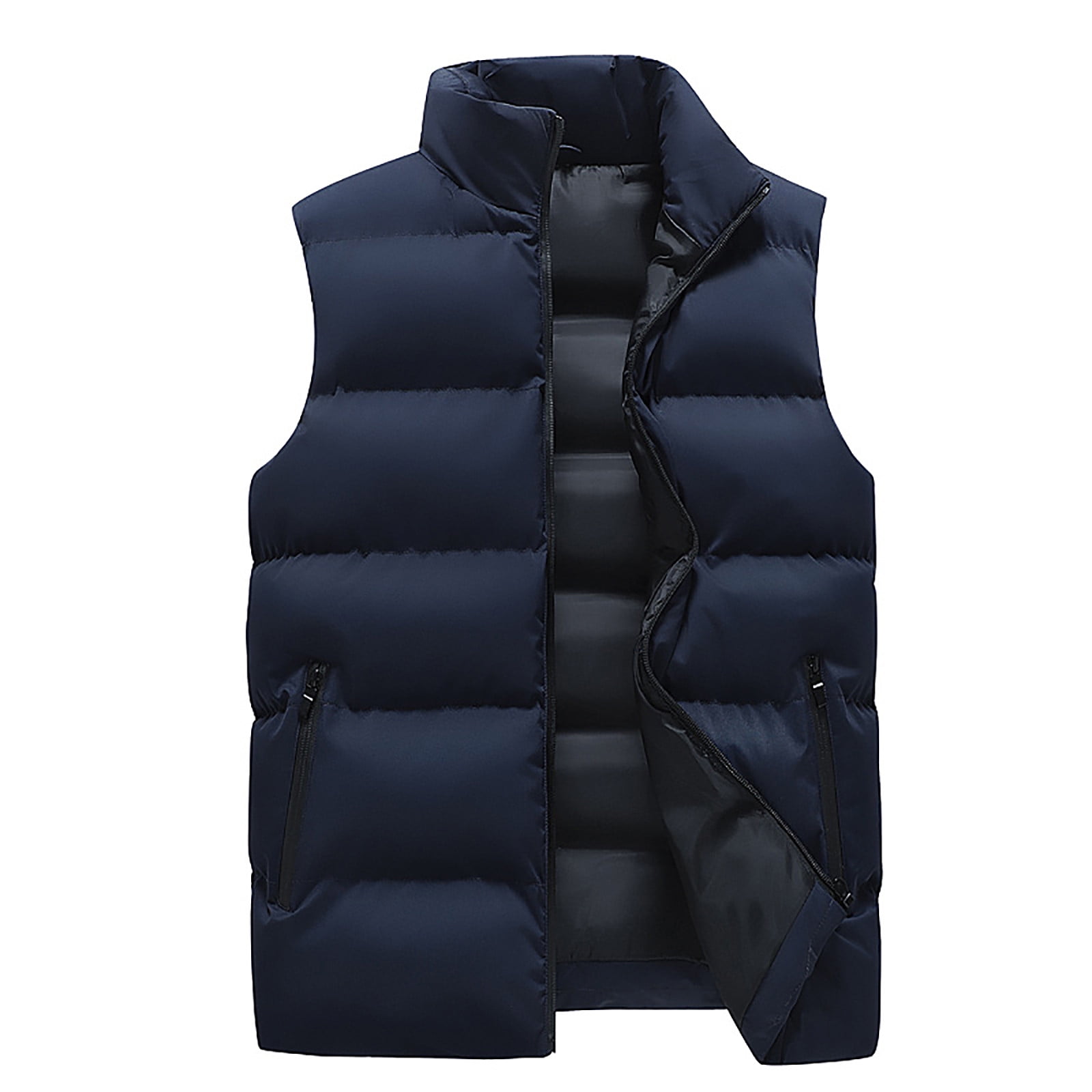 Winter Vest for Men with Hood Thermal Thick Cotton Quilted Jackets Plus ...
