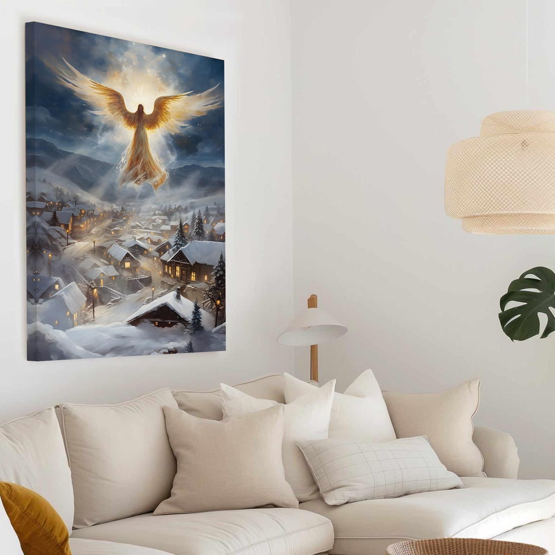 Winter Village Angel Poster Nordic Winter Scene UNFRAMED Poster, 12x18 ...