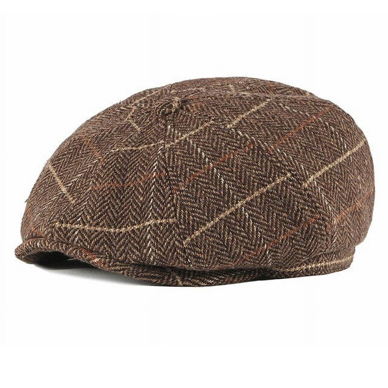 Winter Vintage Plaid Beret Hats Cotton Wool Octagonal Cap for Men ...