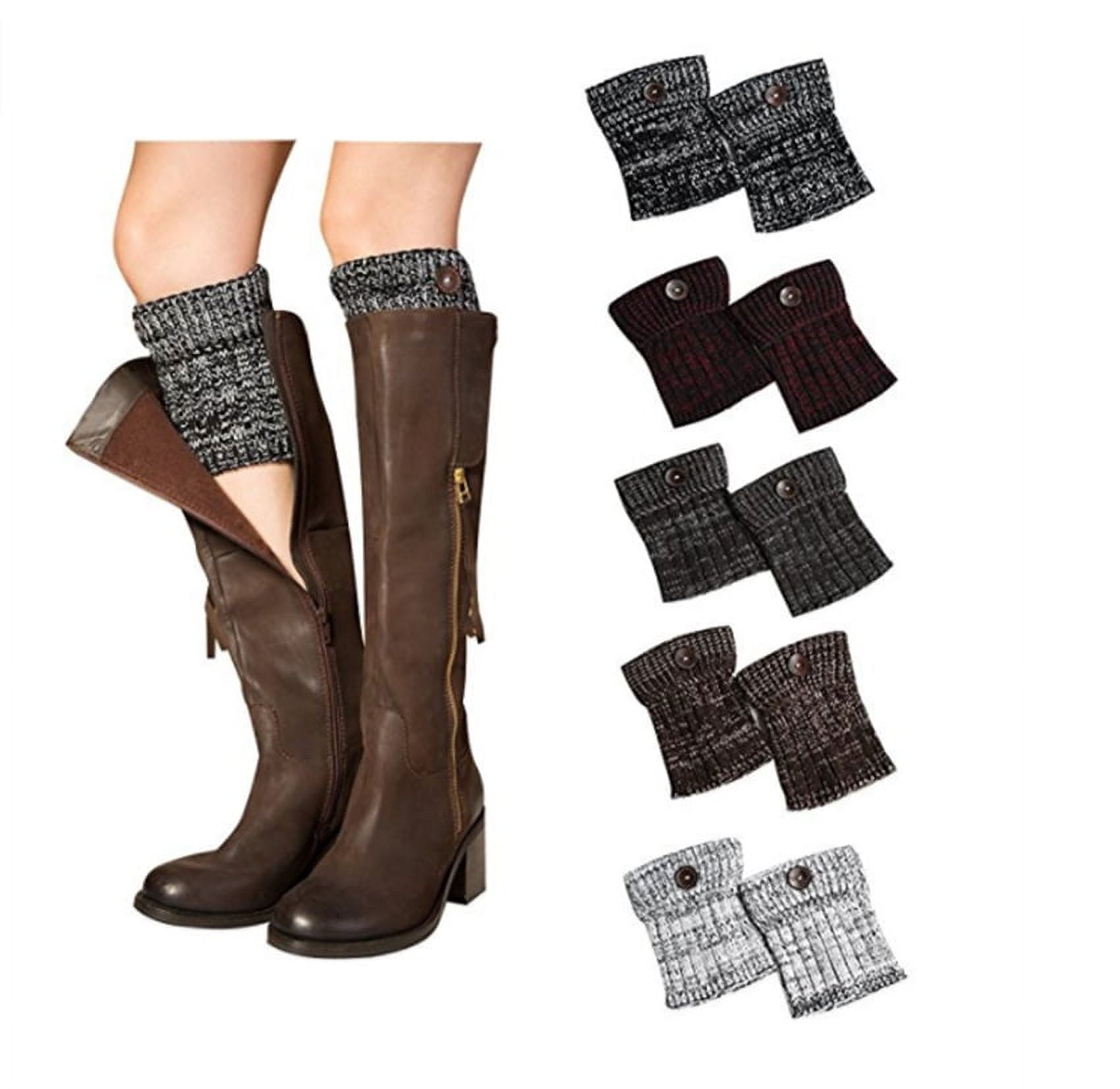 Winter Warm Boot Cuffs for Women, 5 Pairs Crochet Knitted Boot Socks ...