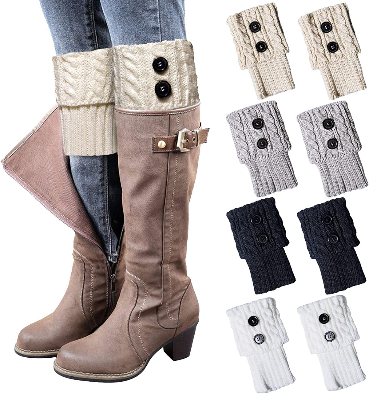 Winter Warm Boot Cuffs for Women, Crochet Knitted Boot Socks for Gilrs ...