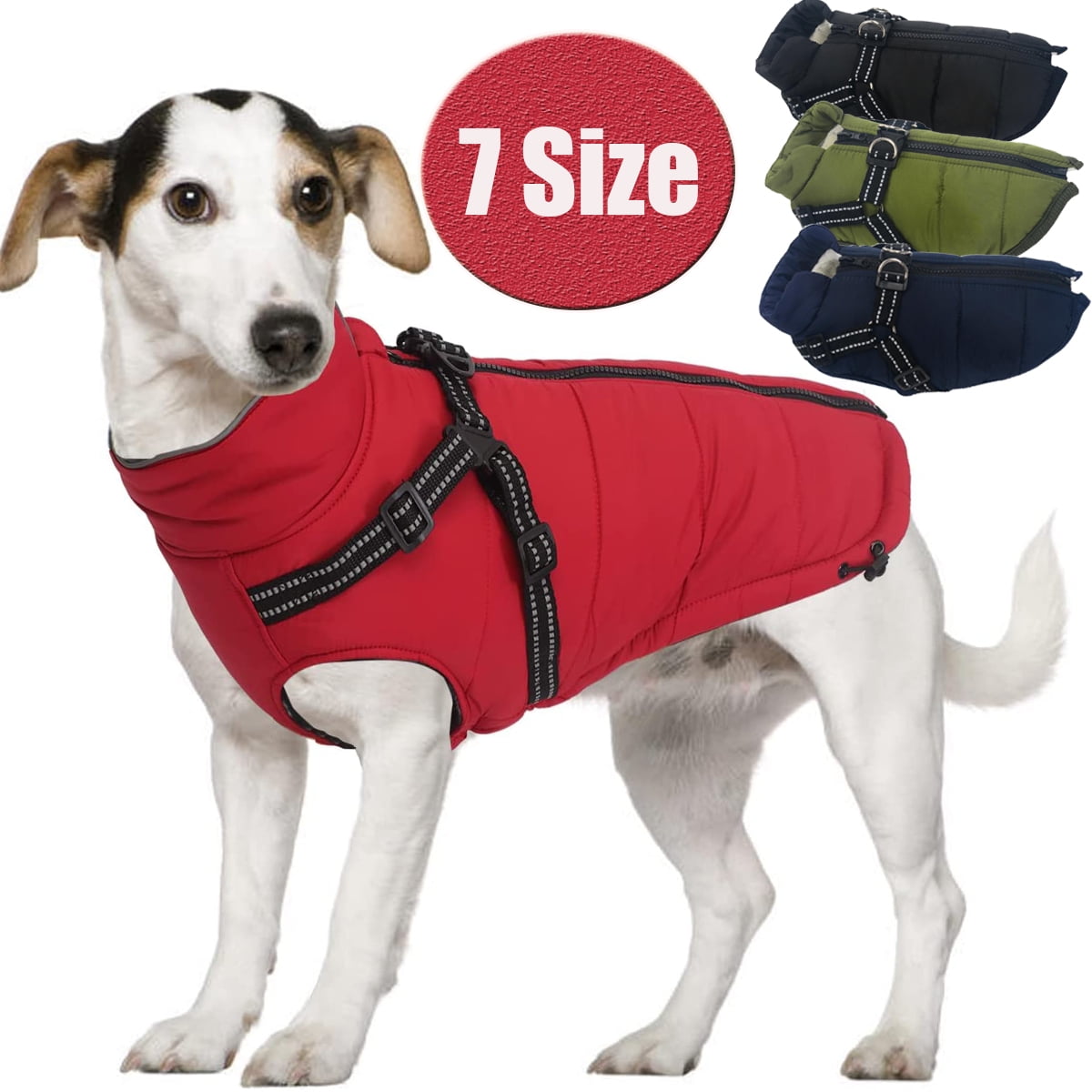Winter Warm Coat Waterproof Dog Winter Jacket with Harness Traction ...
